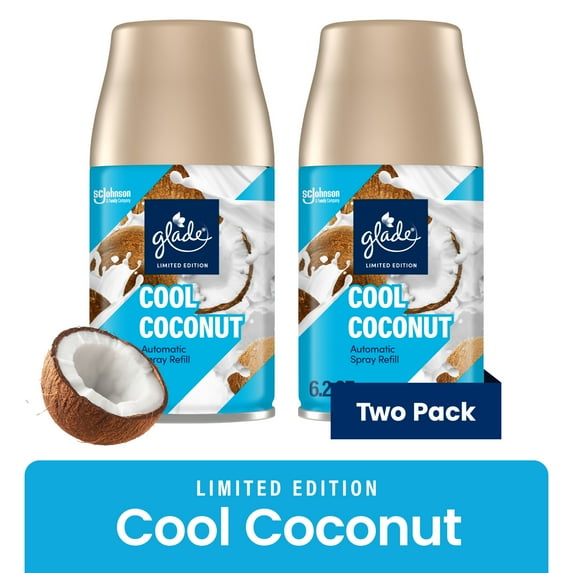 Glade Automatic Spray Air Freshener, Cool Coconut Limited Edition, 12.4 oz Total, 2 Refills ...