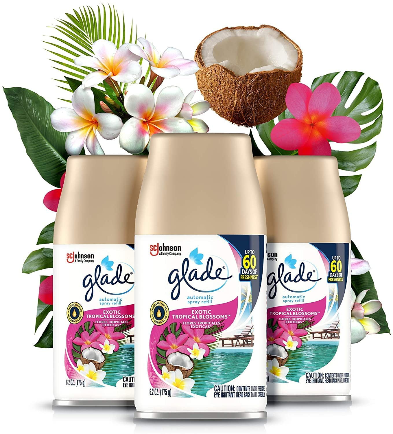 Glade Aerosol Air Freshener Refill, Exotic Tropical Blossoms Scent ...