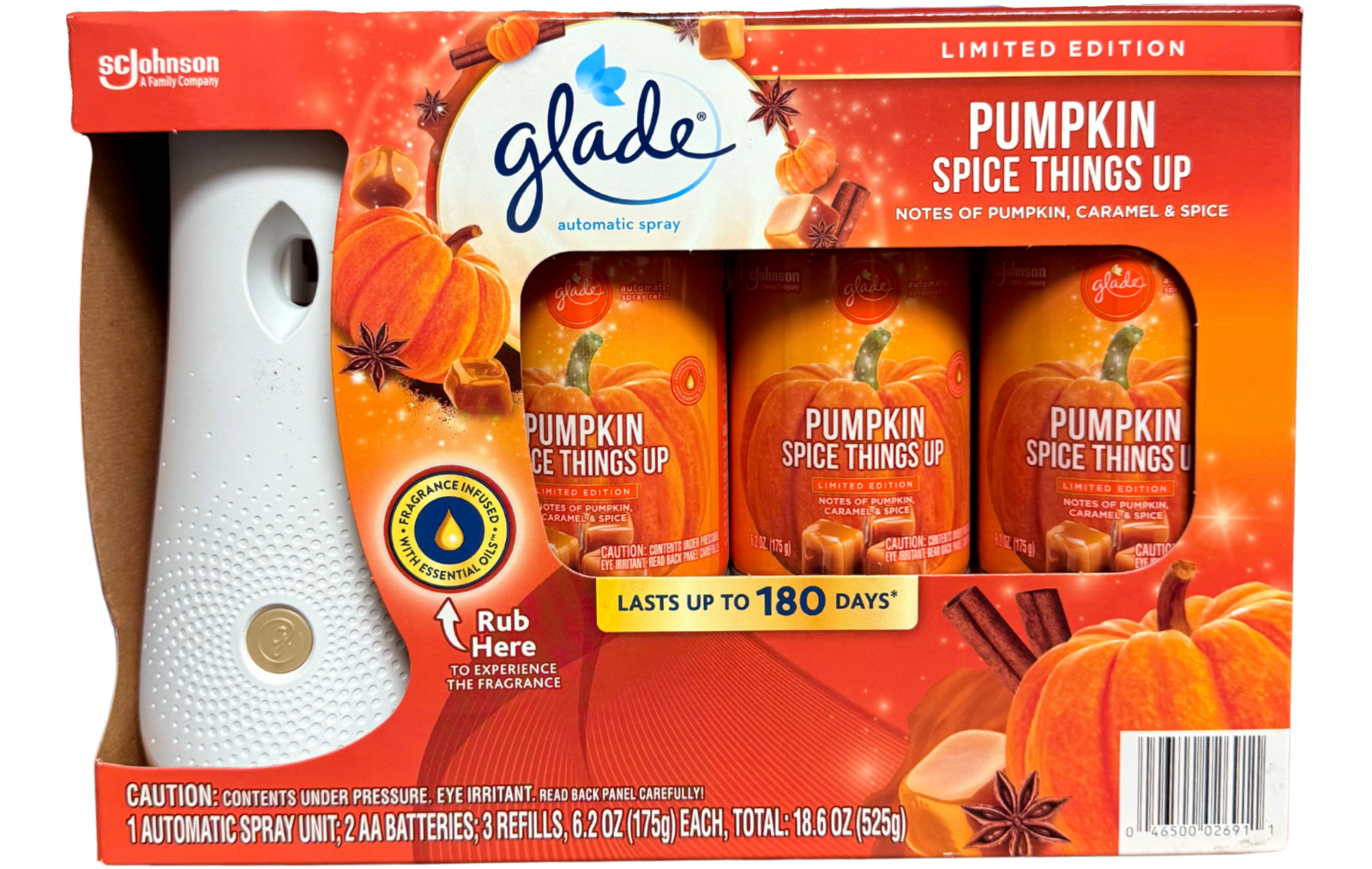 Glade Fall Air Freshener, Automatic Spray Diffuser Kit with 3 Pumpkin ...
