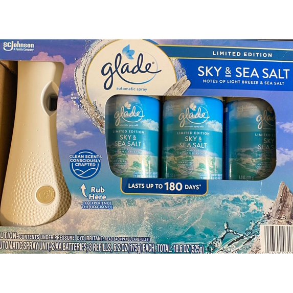 Glade Automatic Spray Diffuser Kit plus 3 Refills (Sky & Sea Salt ...