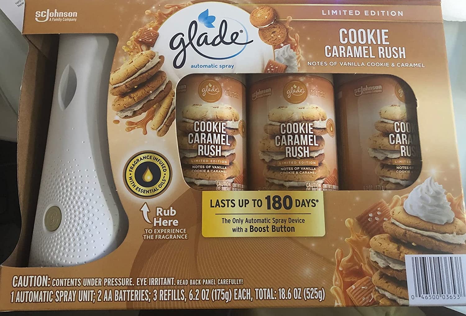 Glade Limited Edition Automatic Sprayer - Cookie Caramel Rush, Vanilla ...