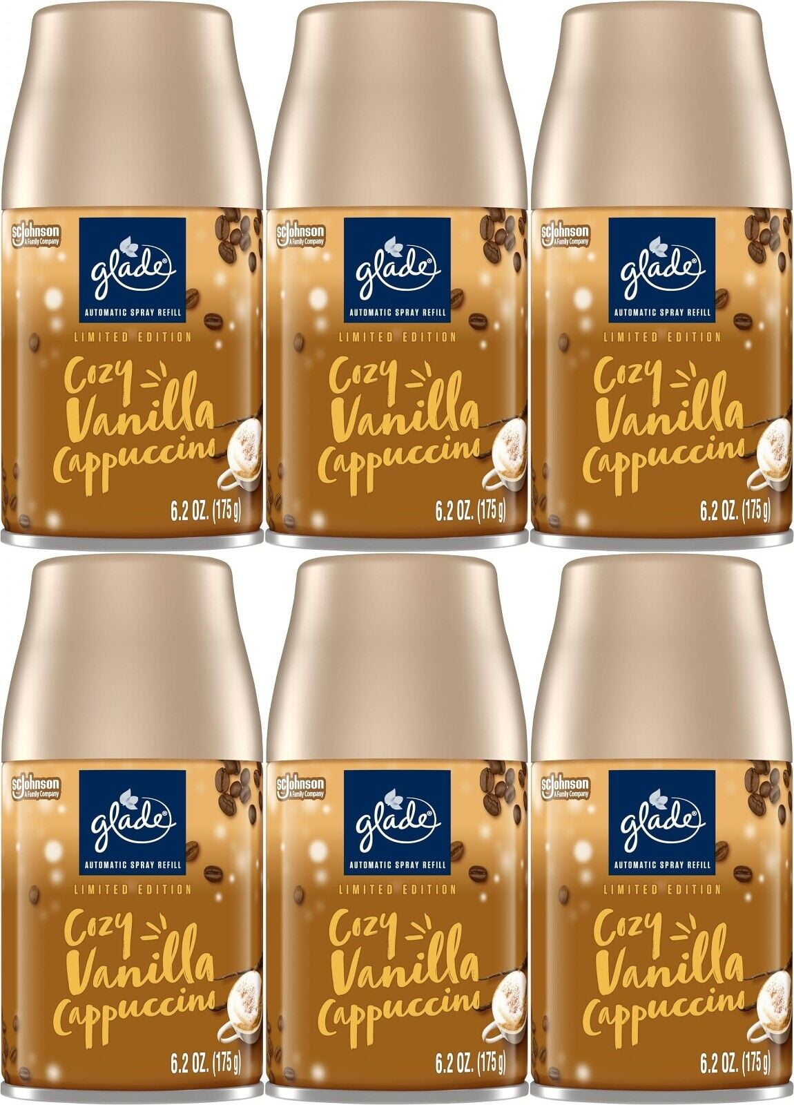 Glade Automatic Spray Refill Air Freshener Cozy Vanilla Cappuccino 6.2 ...
