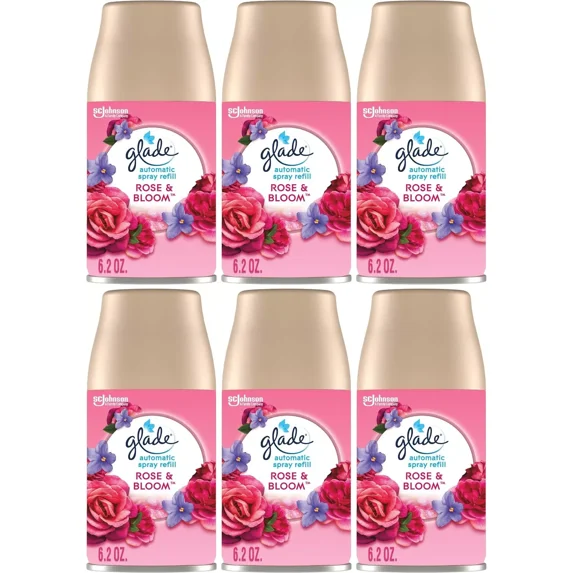Glade Automatic Spray Refill, Rose and Bloom Fragrance, 6.2 oz, 6 Count ...