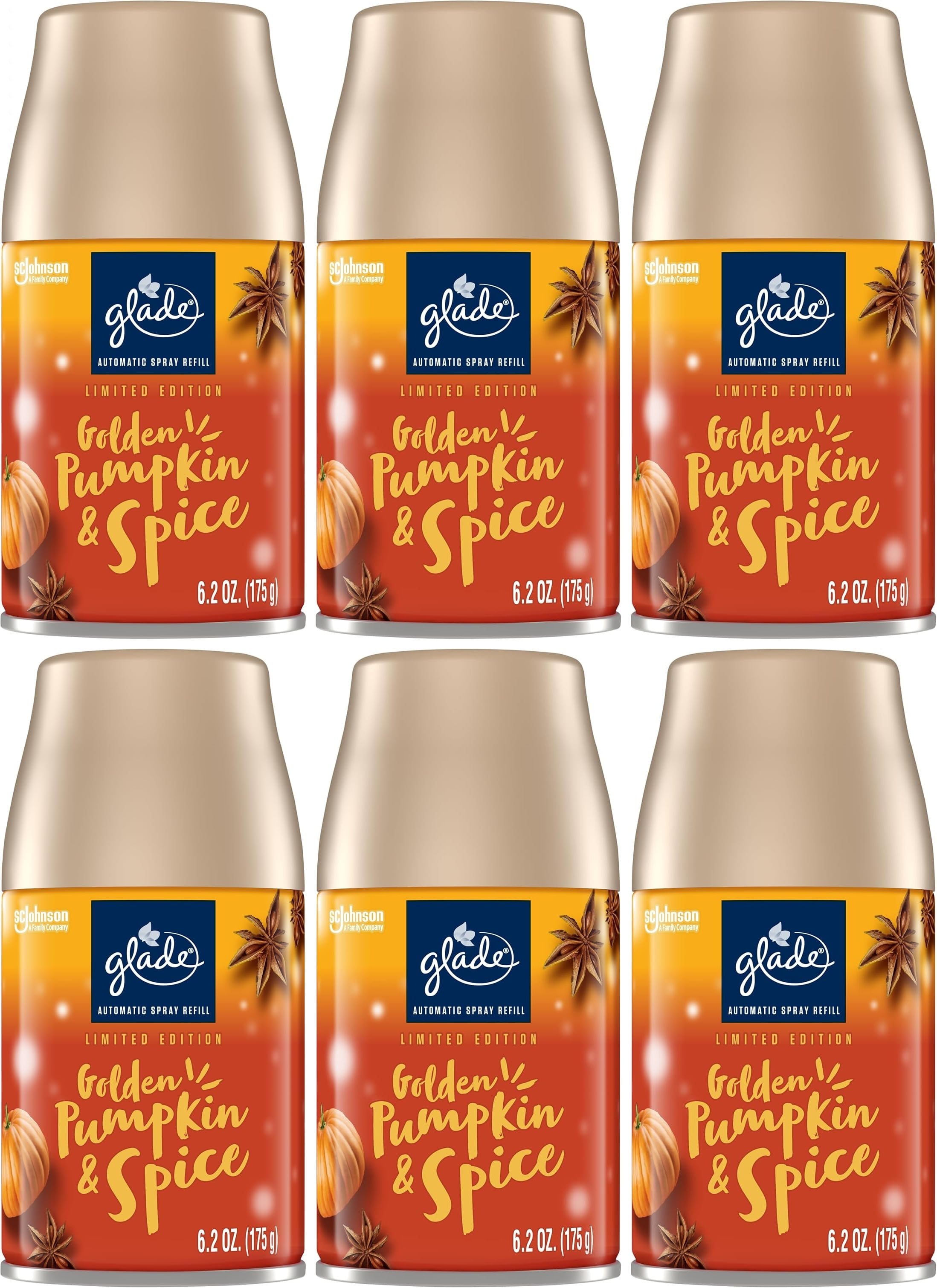Glade Automatic Spray Refill, Pumpkin Spice Air Freshener, 6.2 Oz, 6 ...