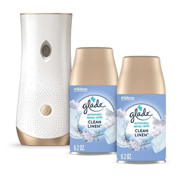 Glade Room Dispenser Set, Automatic Spray Refill and Holder Kit, Clean Linen Air Freshener, 6.2 ...
