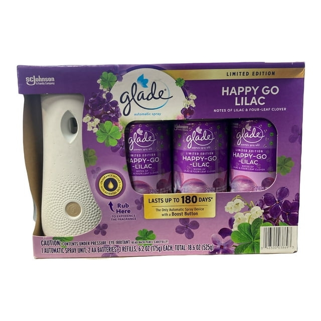Glade Automatic Spray Unit + 3 Refills ~ Happy Go Lilac ~ Limited ...