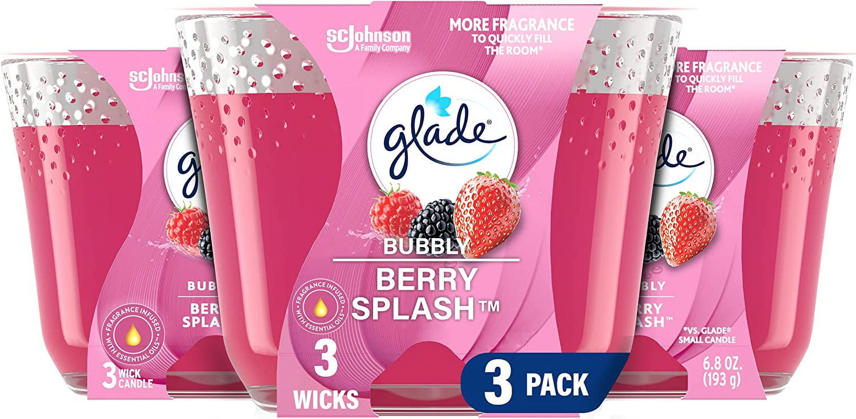 Glade Candle Bubbly Berry Splash, Fragrance Candle Infused with ...