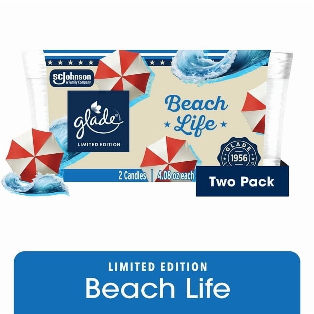 Glade Candle Jar, Beach Life, 4.08 oz, 2 count - 2 Pack - Walmart.com