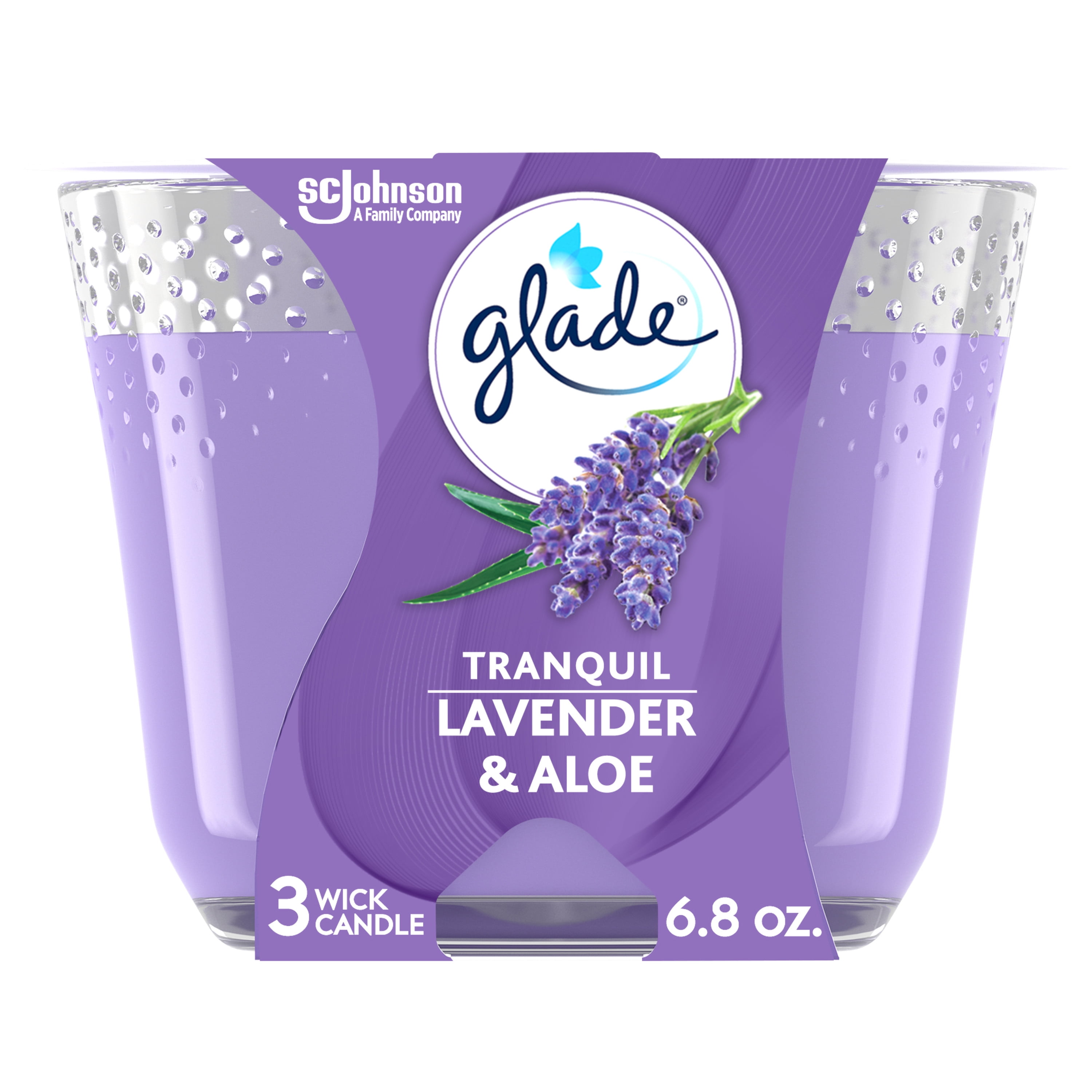 Glade 3-Wick Candle, Tranquil Lavender & Aloe Scent, 6.8 oz - Crafted ...