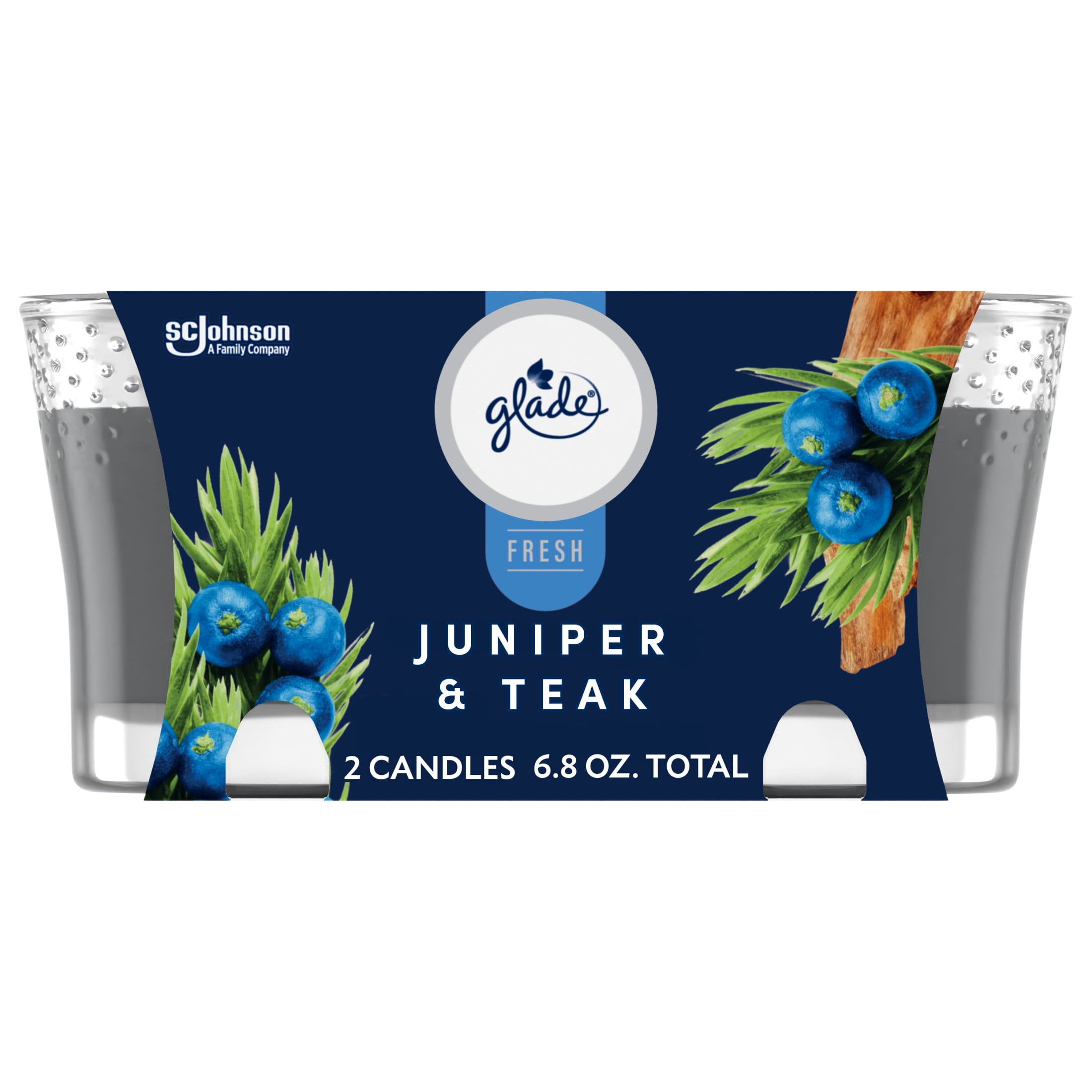 Glade Candle, Infused with Essential Oils, Juniper & Teak Scent, 2 ...