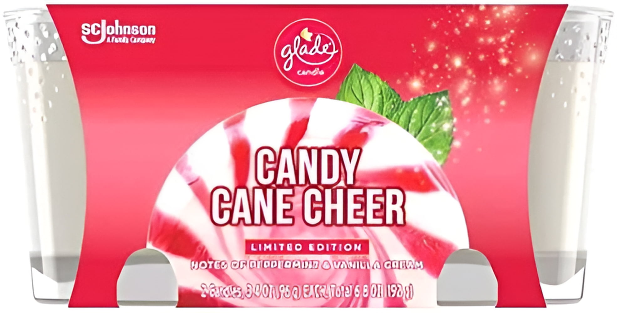 Glade Candy Cane Cheer Christmas Seasonal Jar Candle - Festive ...