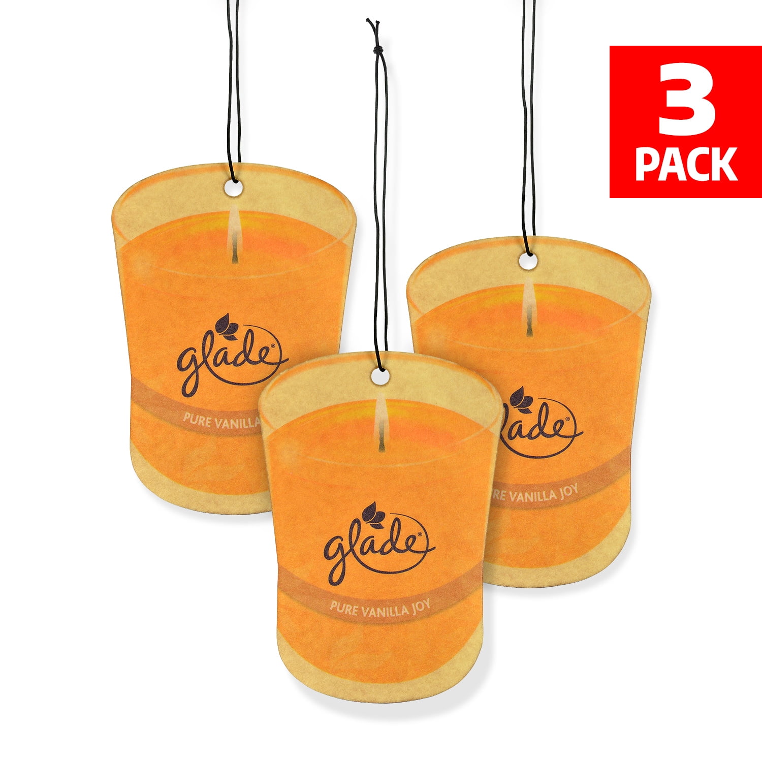 Glade Car Air Freshener 3-Pack, Pure Vanilla Joy Scent, Long Lasting ...