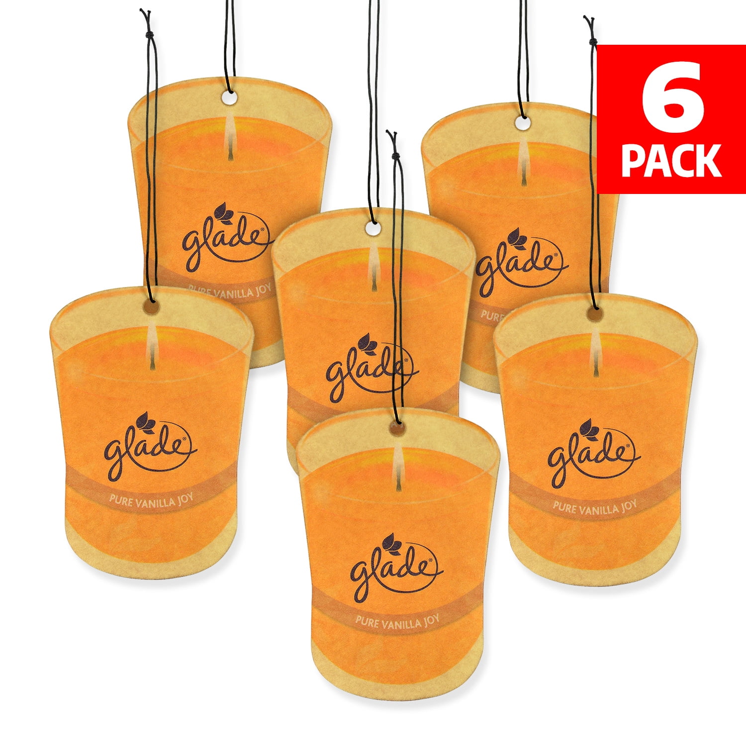 Glade Pure Vanilla Joy Car Air Freshener, 6-Pack Candle Design, Apple ...