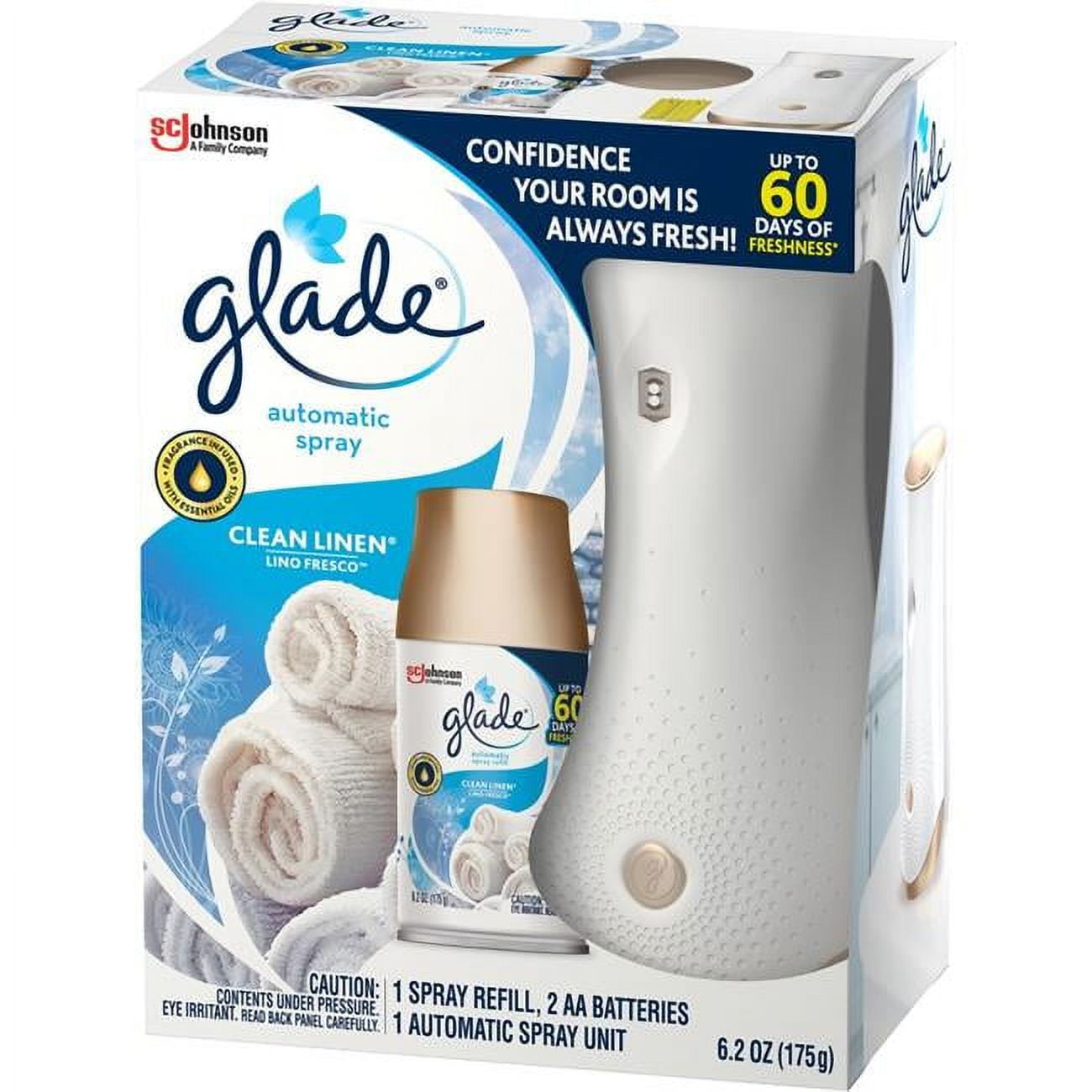 Glade Clean Linen Automatic Spray Kit, 60 Day Air Freshener, Case of 4 ...