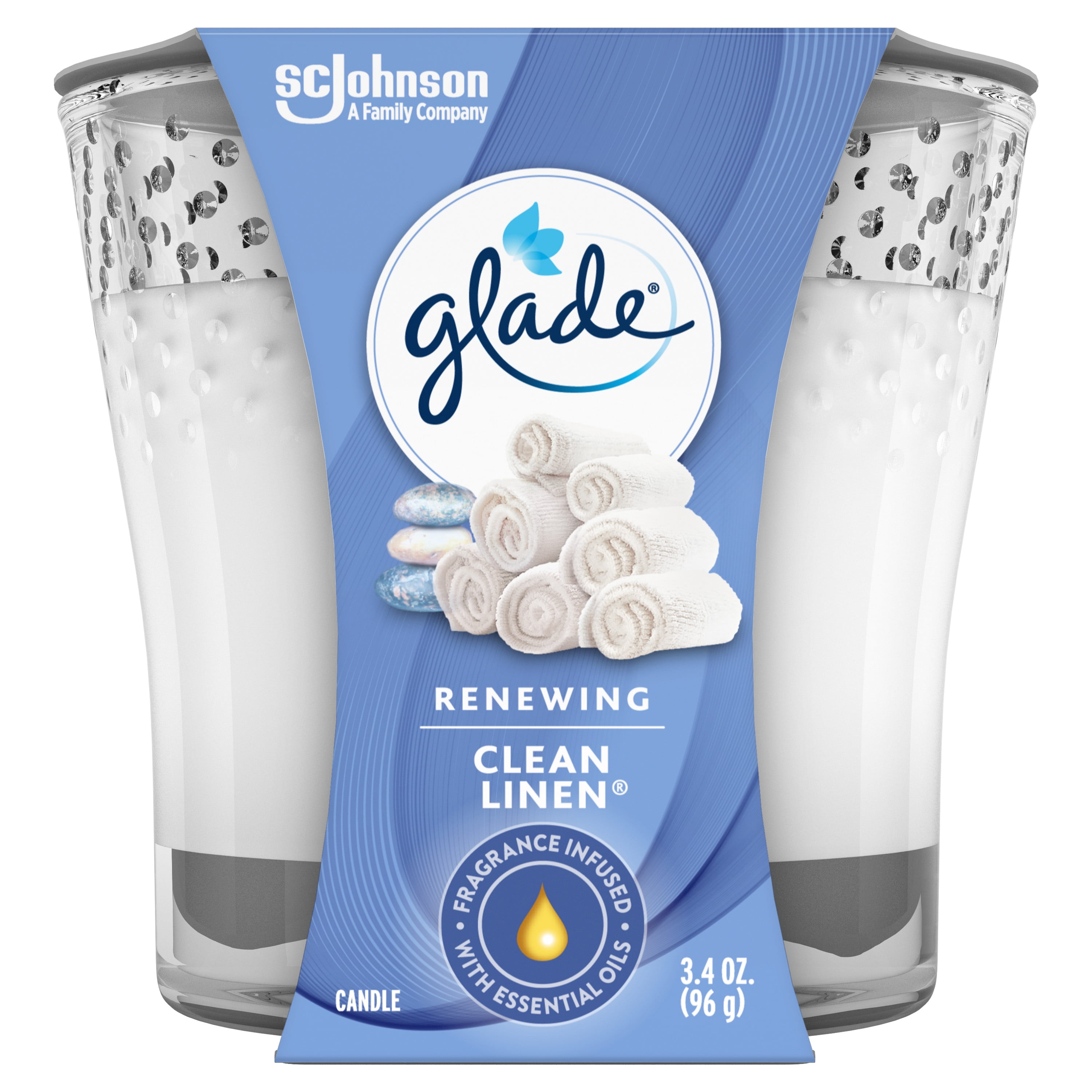 Glade Jar Candle Clean Linen, Quickly Fills Rooms With Essential Oil ...