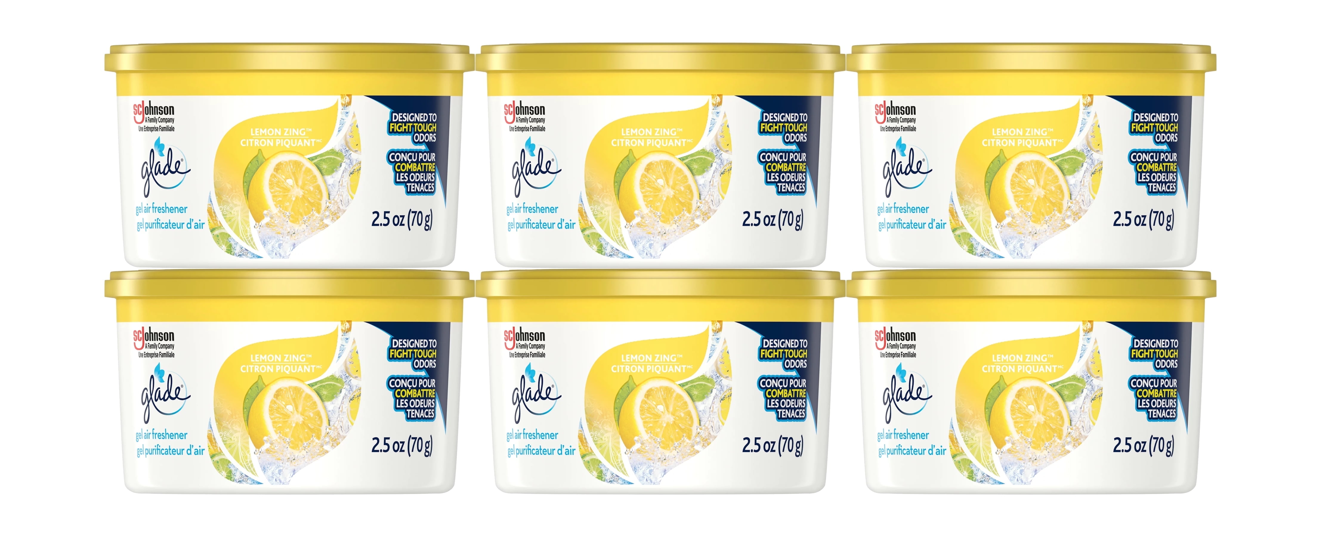 Glade Mini Gel Air Freshener Deodorizer, Lemon Zing 2.5oz, 6 Pack ...