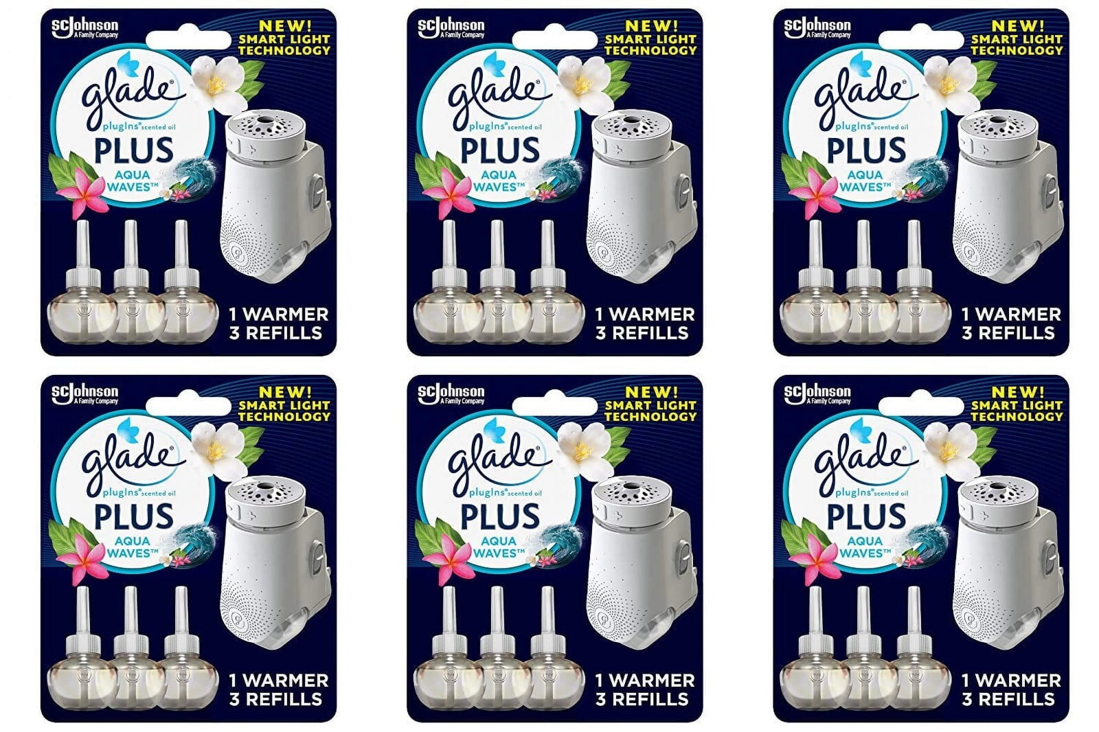 Glade PlugIn Plus Air Freshener Starter Kit Scented Oil Aqua Waves 6 ...