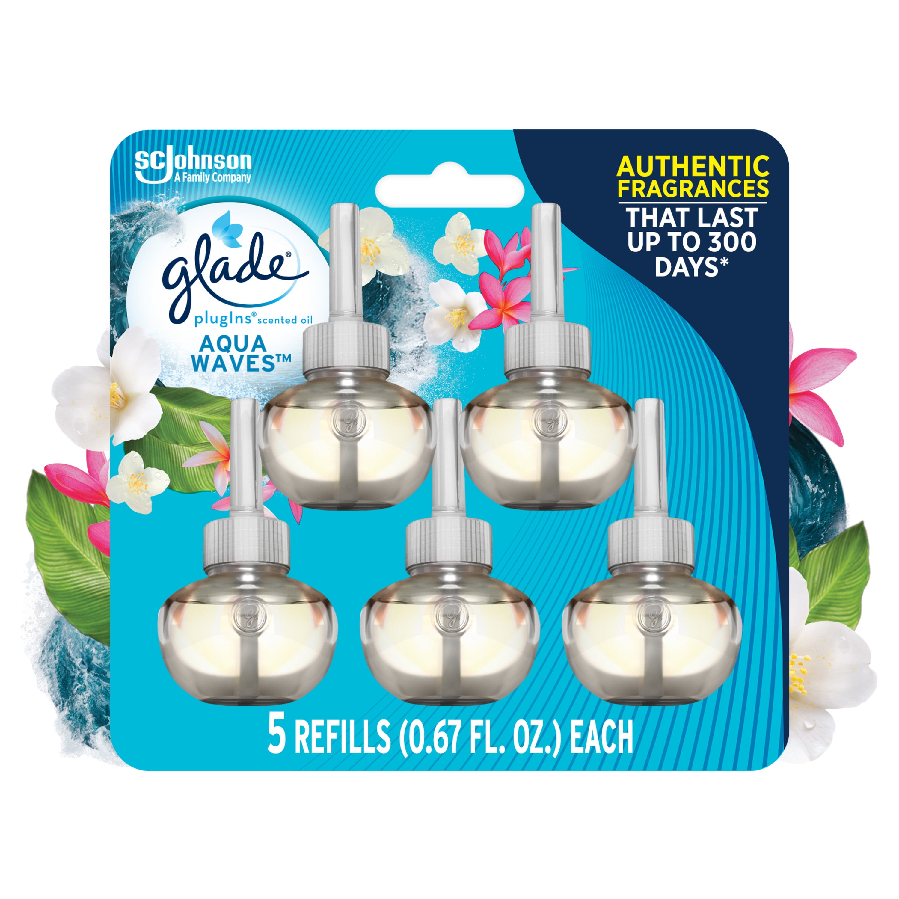Glade PlugIns Scented Oil, Stocking Stuffers, Aqua Waves, Infused with ...