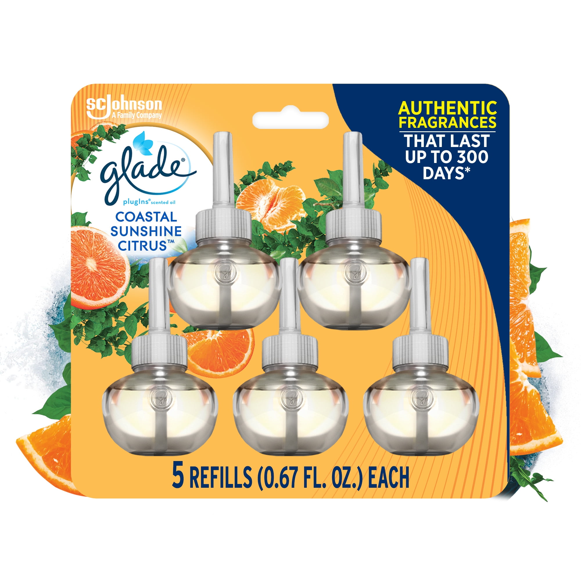 Glade PlugIns Scented Oil, Coastal Sunshine Citrus, Infused with ...