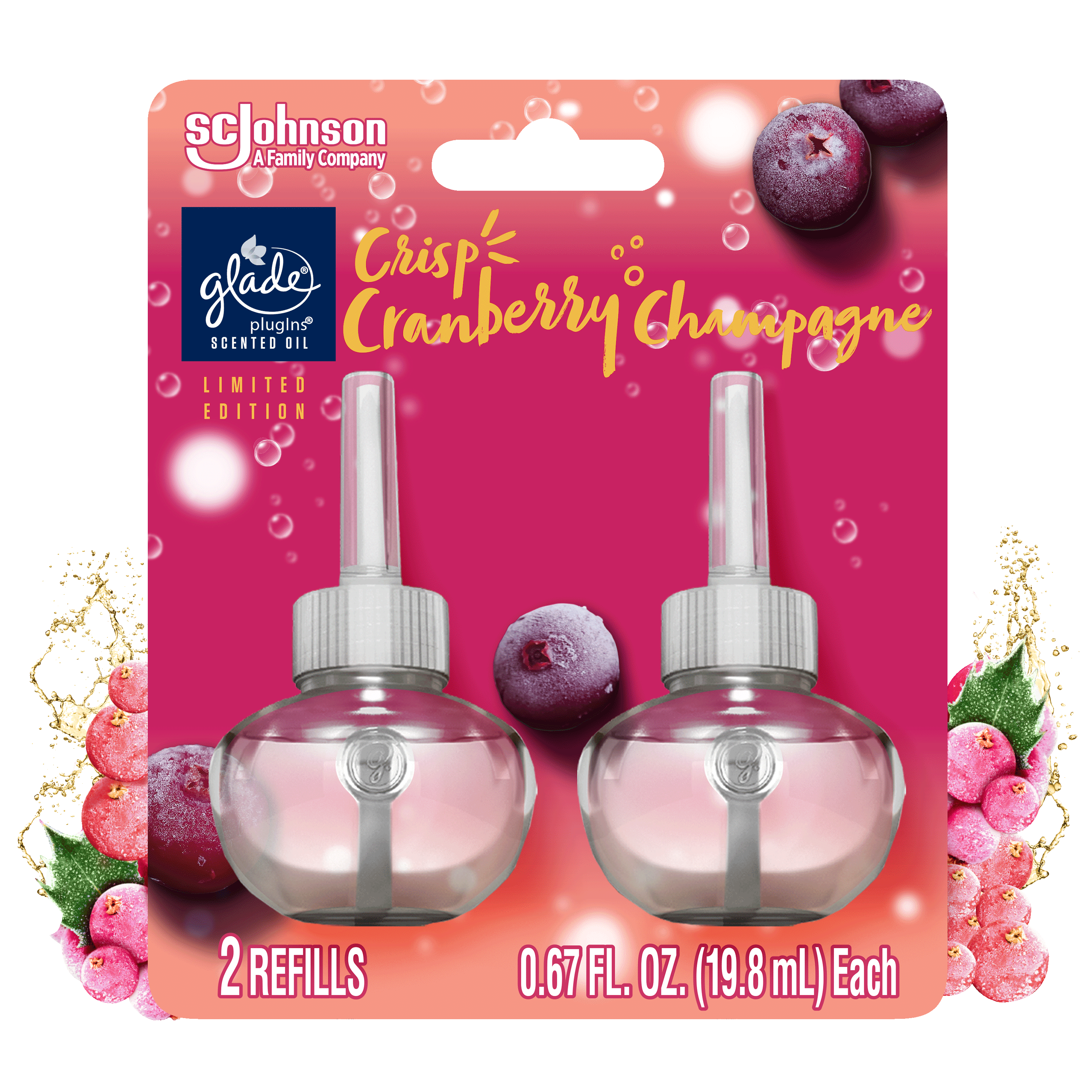Glade PlugIns Air Freshener Refills, Crisp Cranberry Champagne ...
