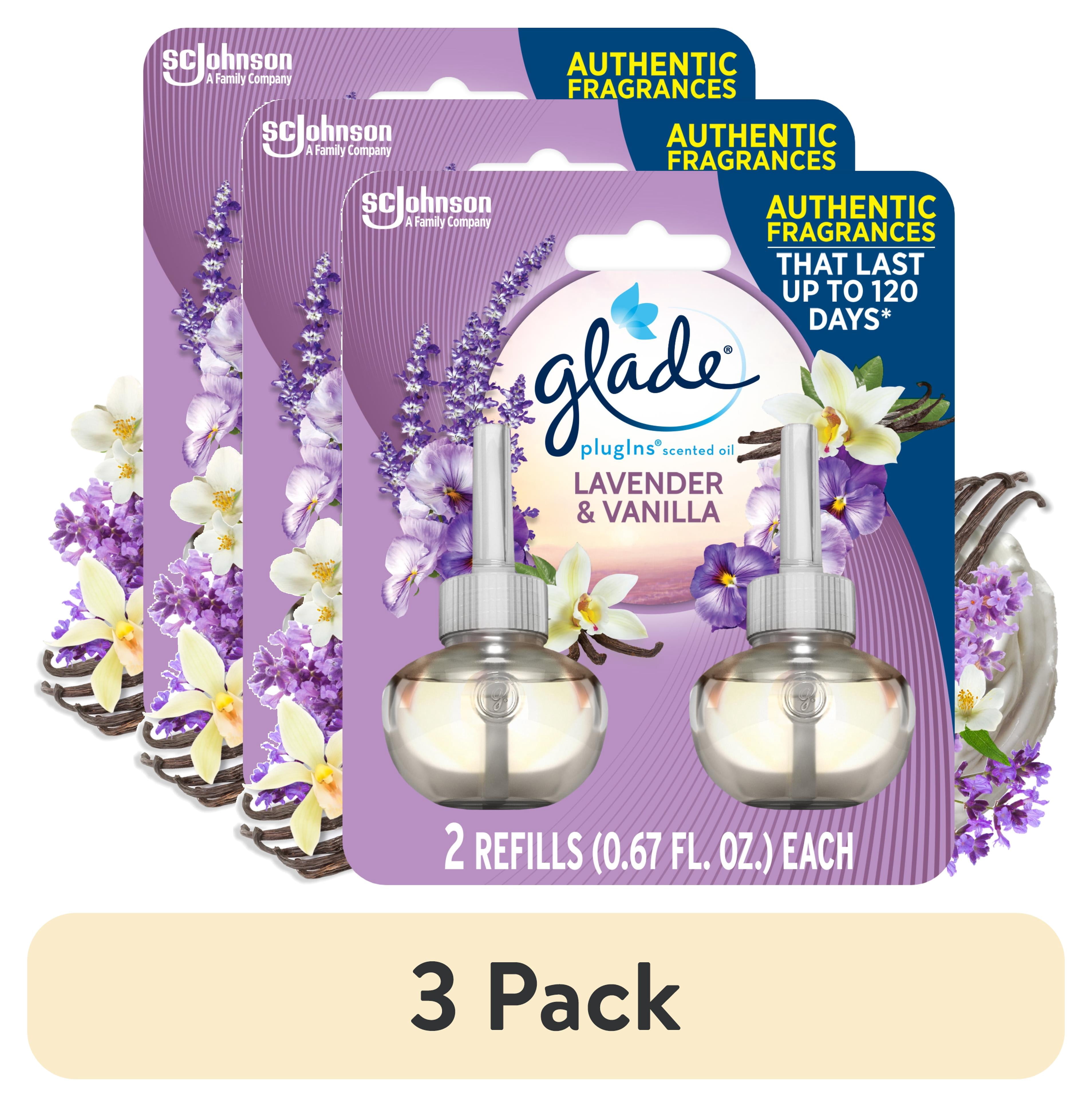 (3 pack) Glade PlugIns Scented Oil 2 Refills, Air Freshener, Lavender ...