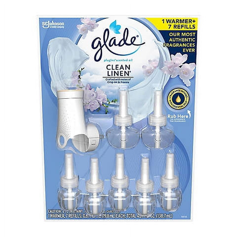 Glade PlugIns Clean Linen Scented Oil with 1 Warmer and 7 Refills ...