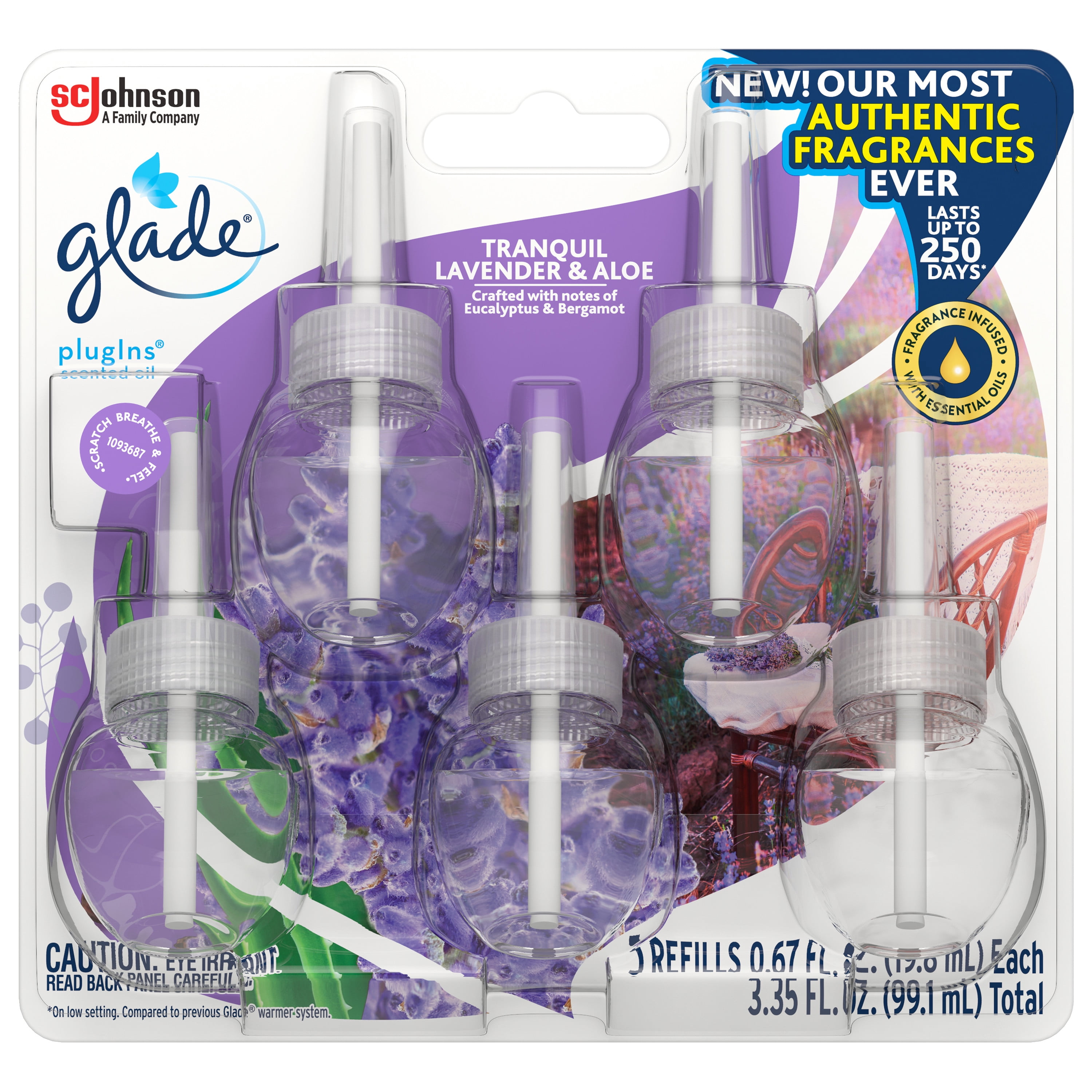 Glade PlugIns Refill 5 CT, Tranquil Lavender & Aloe, 3.35 FL. OZ. Total ...