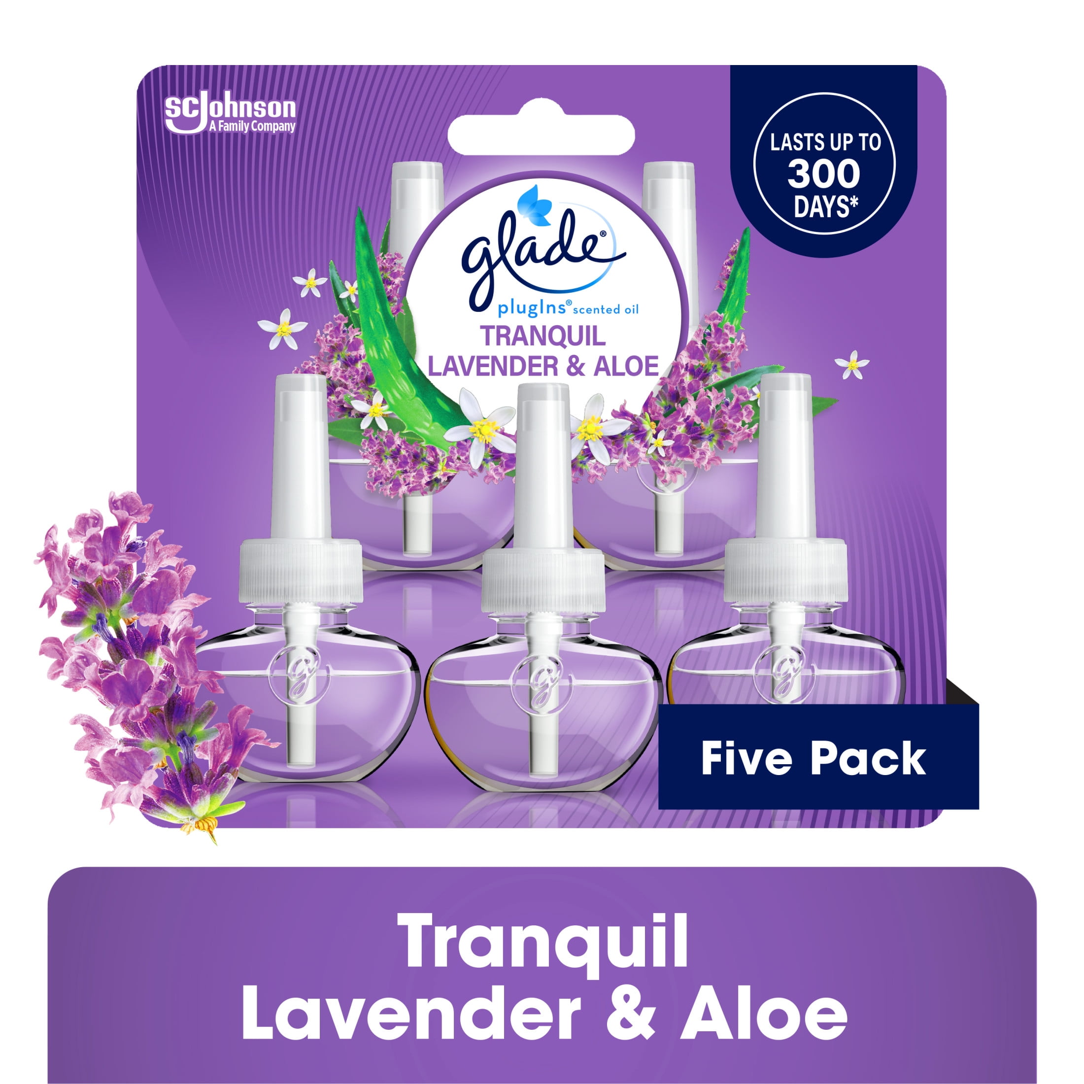 Glade PlugIns Scented Oil 5 Refills, Air Freshener, Tranquil Lavender ...