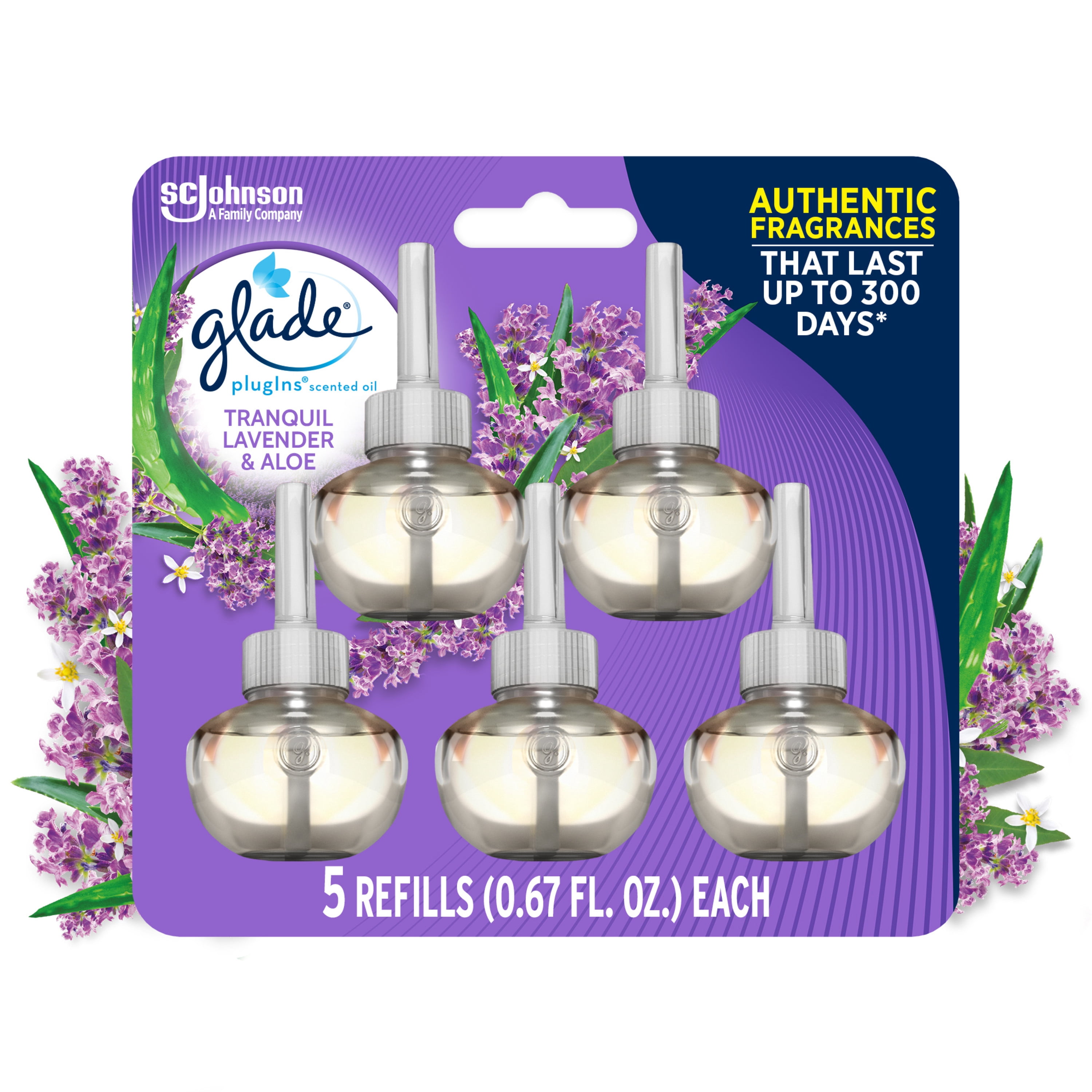 Glade PlugIns Refill 5 ct, Tranquil Lavender & Aloe, 3.35 FL. oz. Total ...