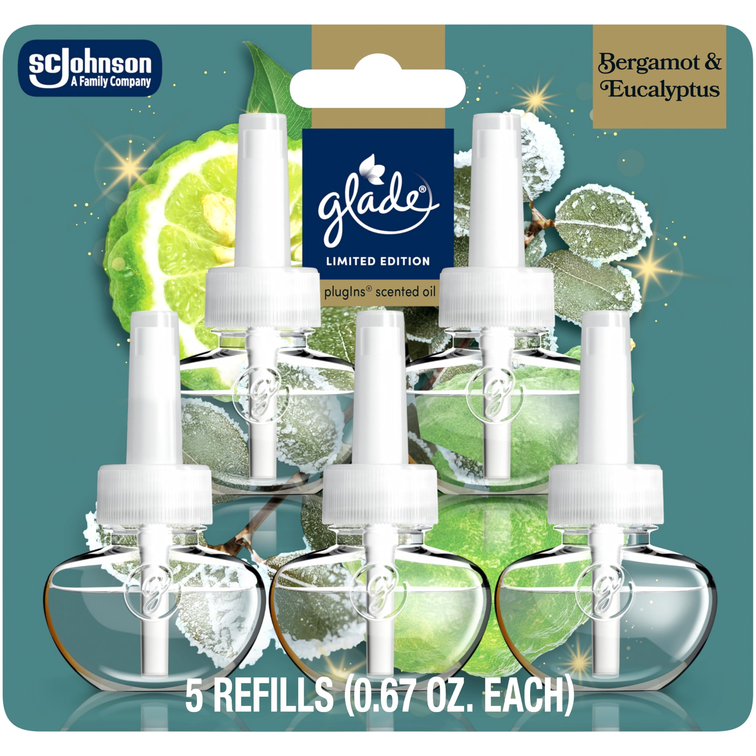 Glade PlugIns Refills Air Freshener, Bergamot & Eucalyptus, Scented and ...