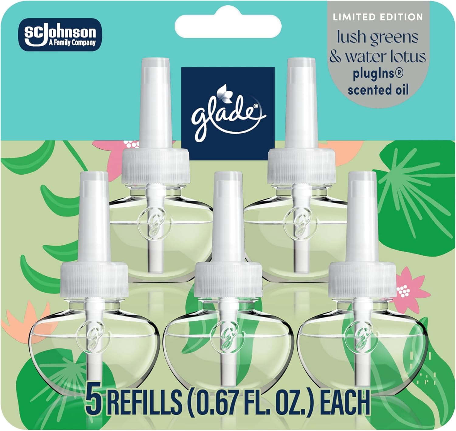 Glade PlugIns Refills Air Freshener, Lush Greens & Water Lotus, Scented ...