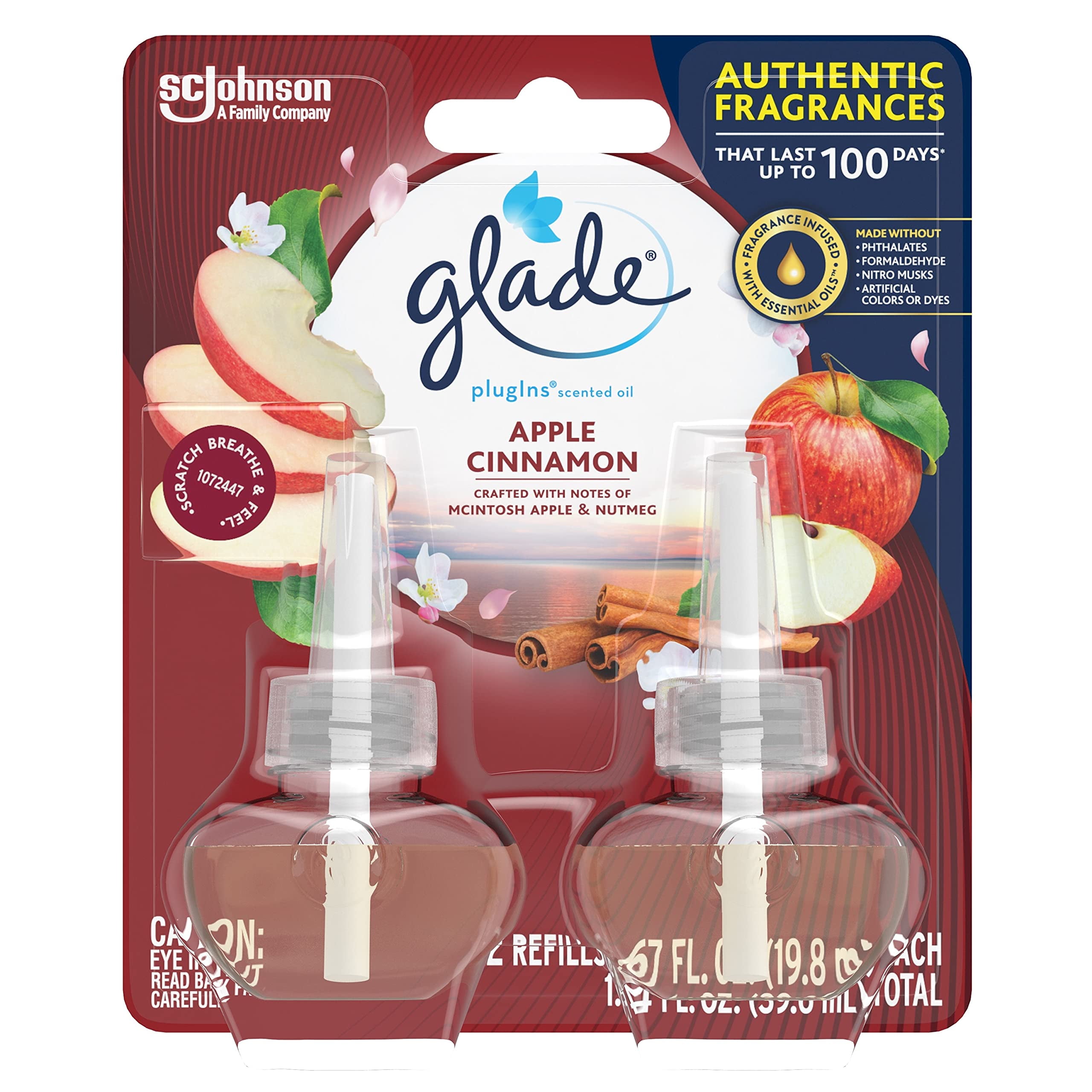 Glade 13074 Plugins Air Freshener Oil Refill Apple Cinnamon (Pack of 32 ...