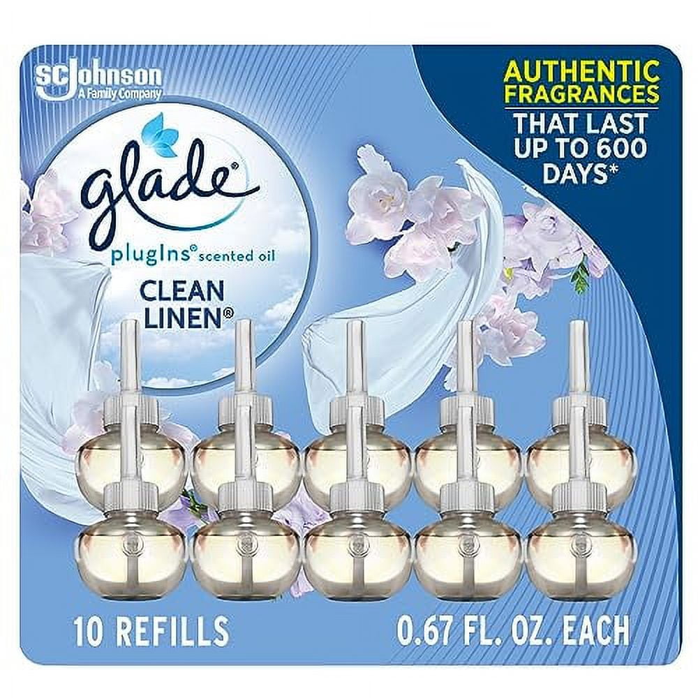 Glade PlugIns Refills Air Freshener, Essential Oils, Clean Linen, 6.7 ...