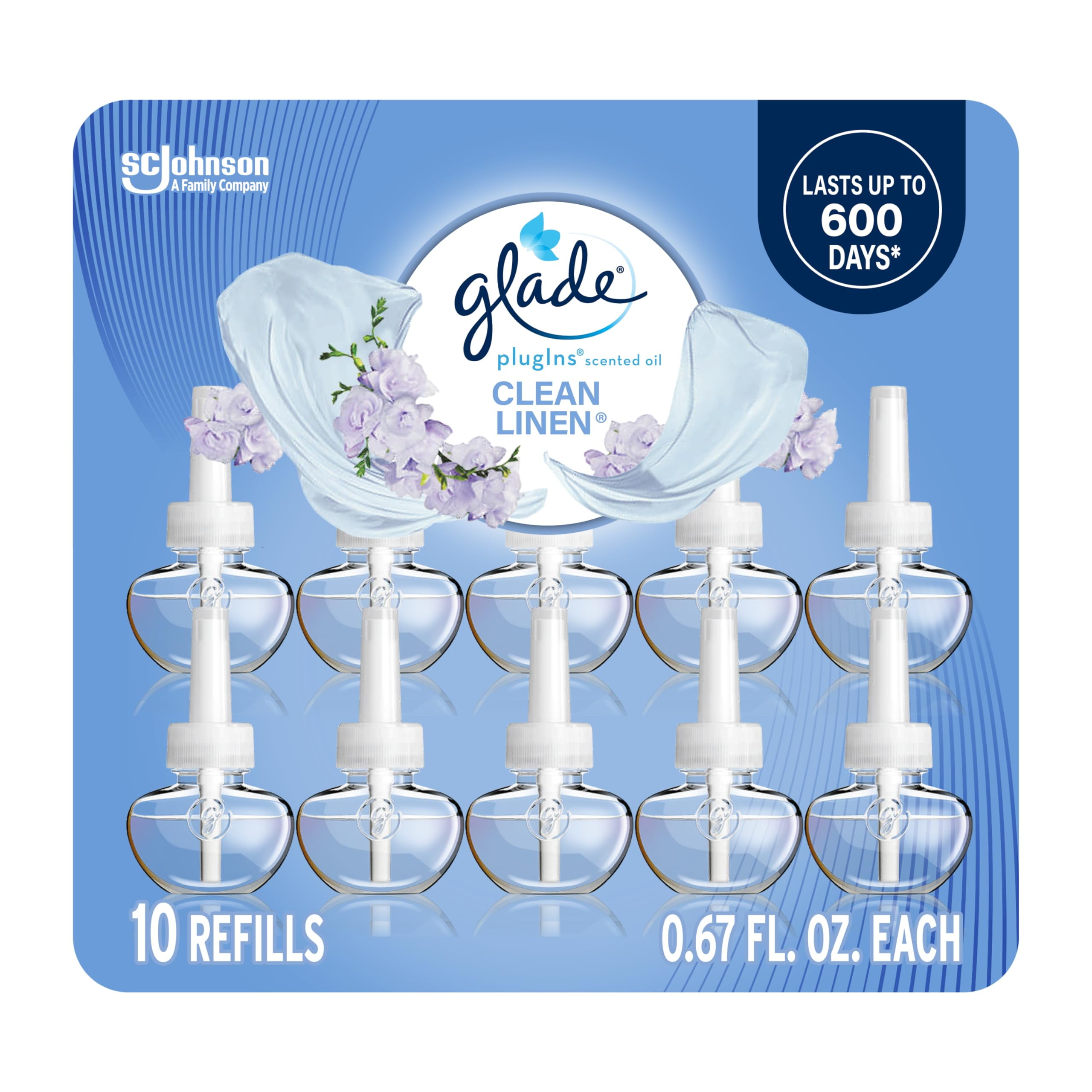 Glade PlugIns Refills Air Freshener, Essential Oils, Clean Linen, 6.7 ...