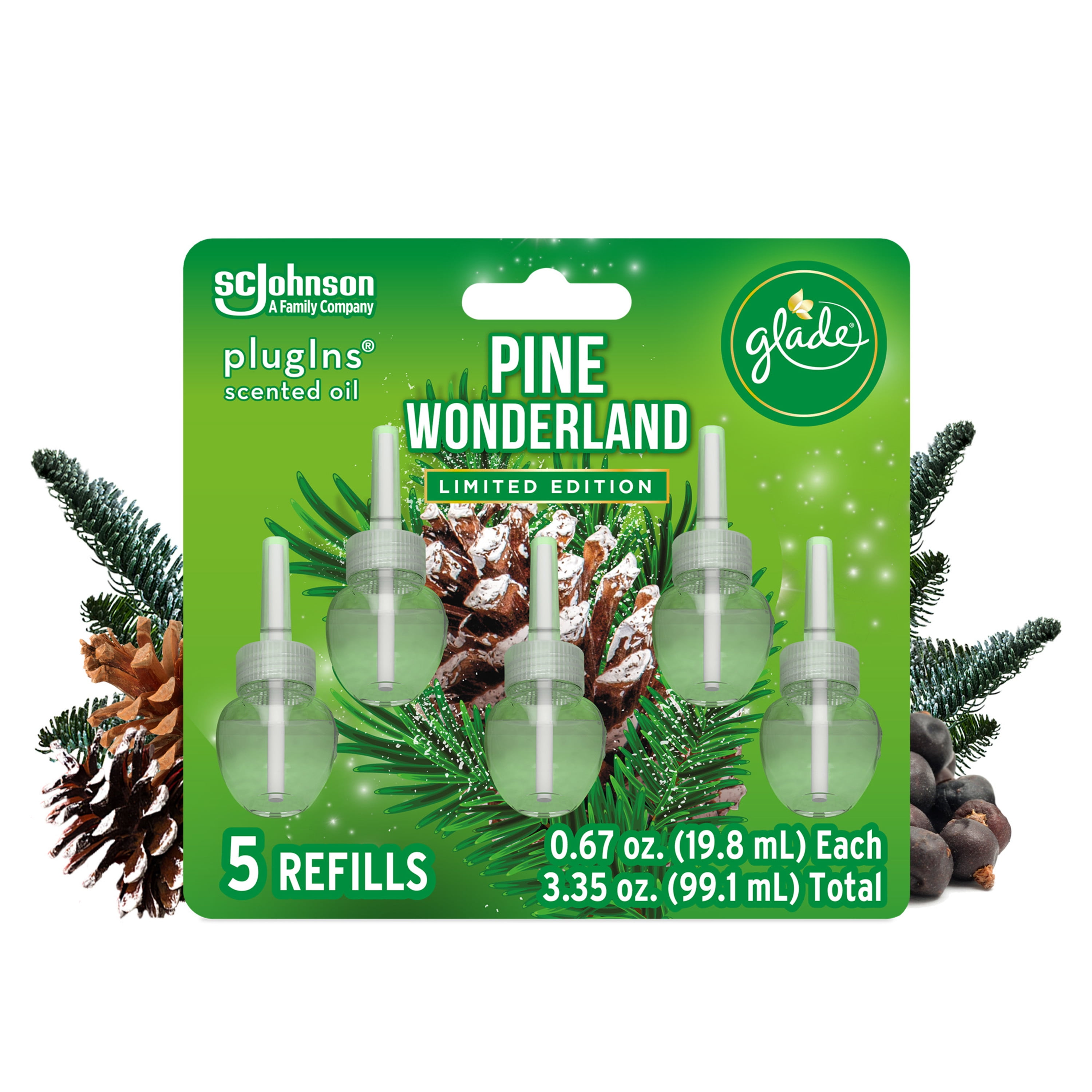 Glade PlugIns Refill 5 CT, Pine Wonderland, 3.35 FL. OZ. Total, Scented ...