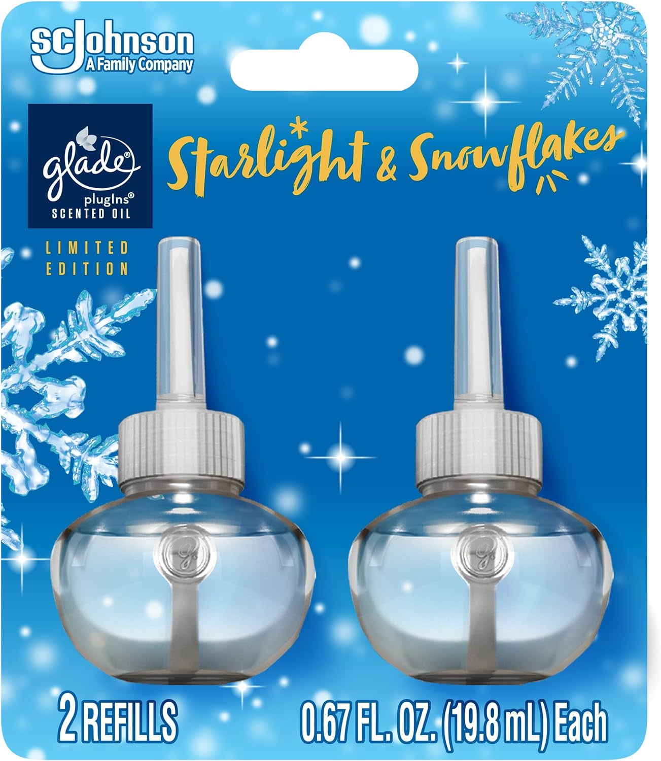 Glade PlugIns Refills Air Freshener, Starlight & Snowflakes, 1.34 Fl Oz ...