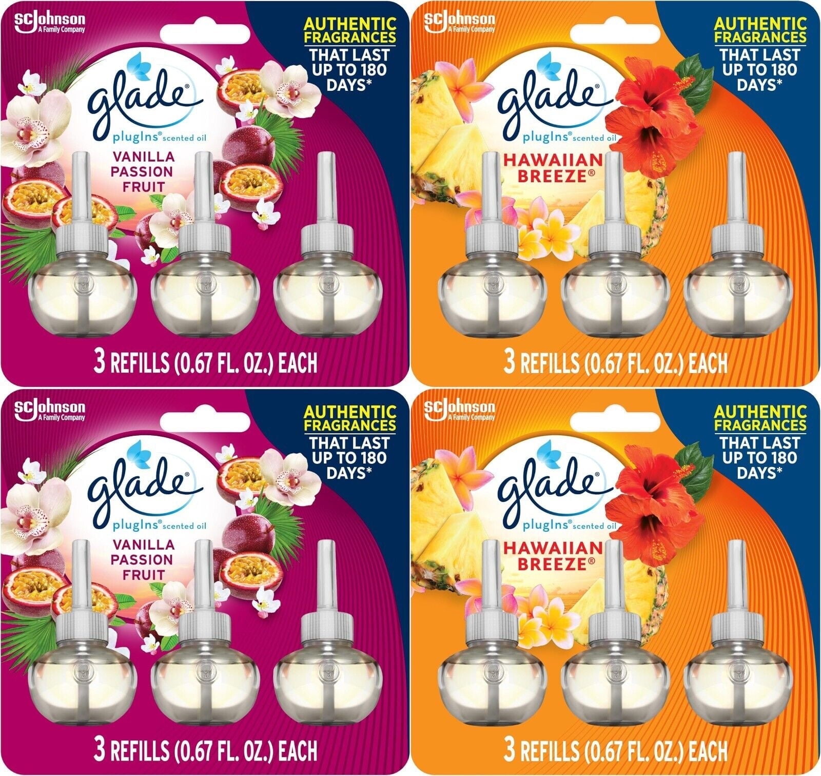 Glade PlugIns Refills Vanilla Passion Fruit-Hawaiian Breeze 6 Each=12 ...