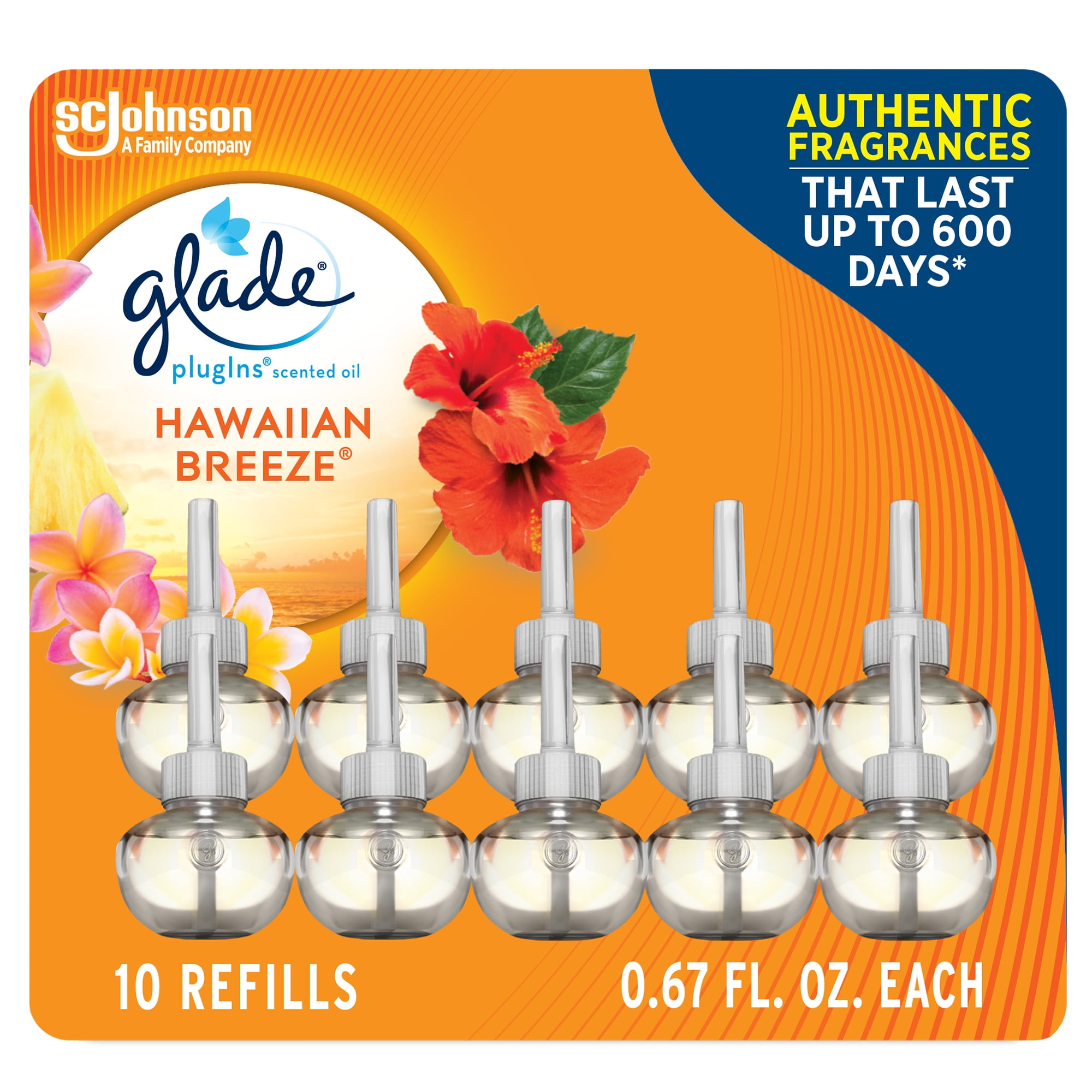 Glade PlugIns Scented Oil 10 Refills, Air Freshener, Hawaiian Breeze ...