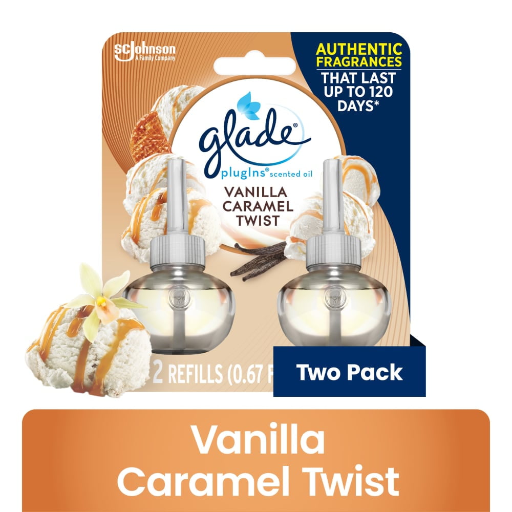 Glade PlugIns Scented Oil 2 Refills, Air Freshener, Vanilla Caramel ...