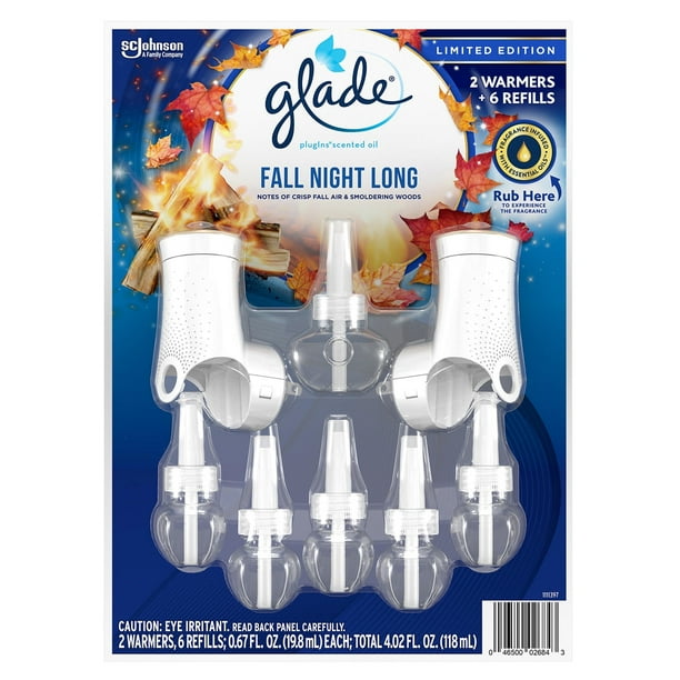 Glade PlugIns Scented Oil, 2 Warmers + 6 Refills, Fall Night Long ...