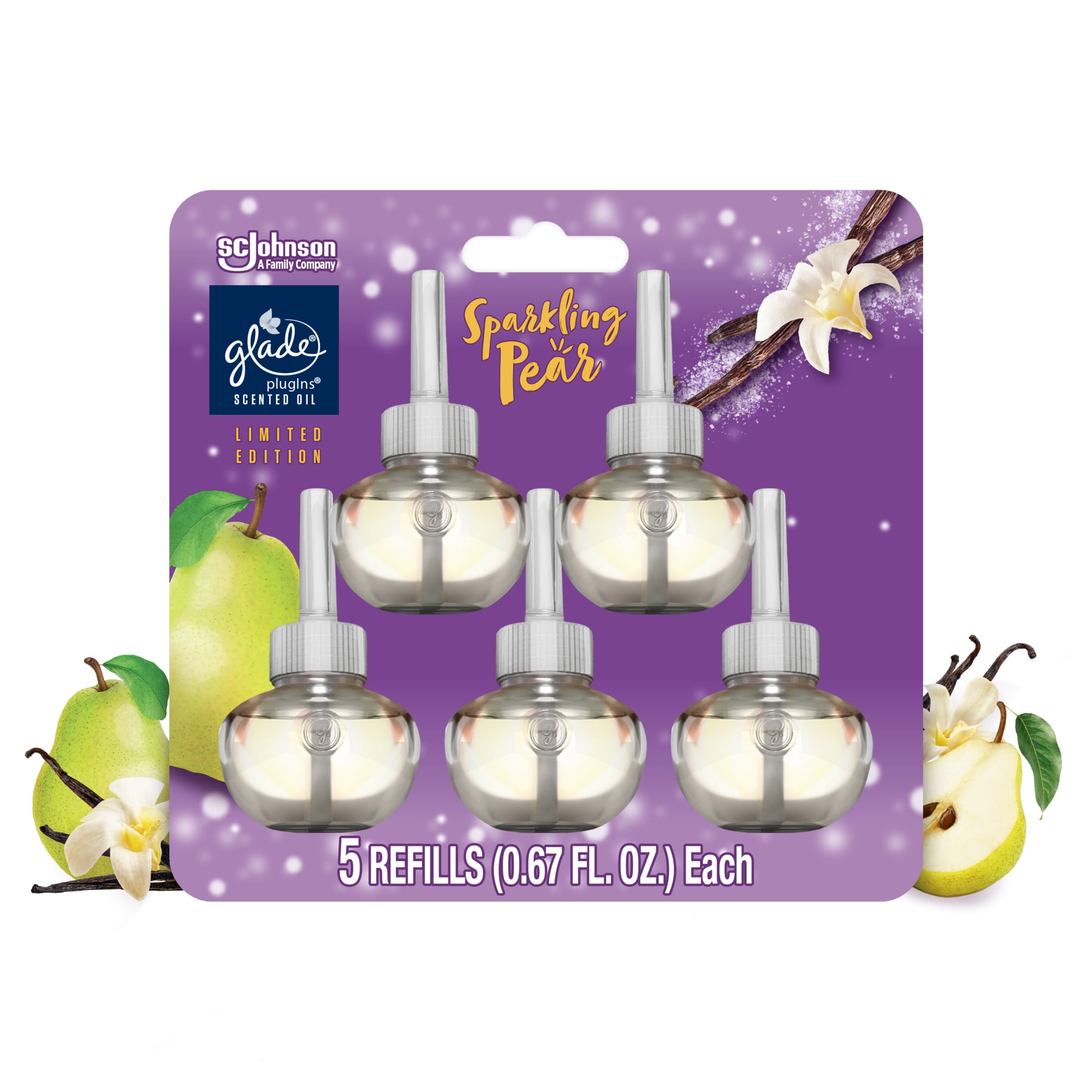 Glade PlugIns Scented Oil, Air Freshener, 5 Refills, Sparkling Pear, 0. ...