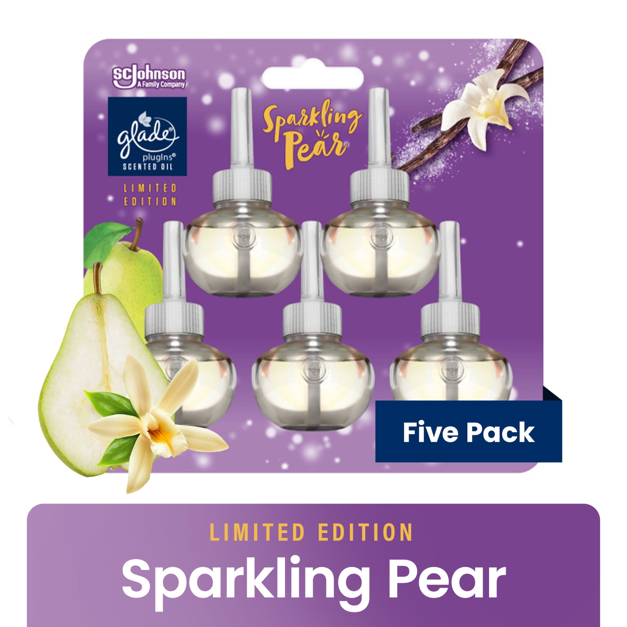 Glade PlugIns Scented Oil Refills, Sparkling Pear, 3.35FO, 5 Refill ...