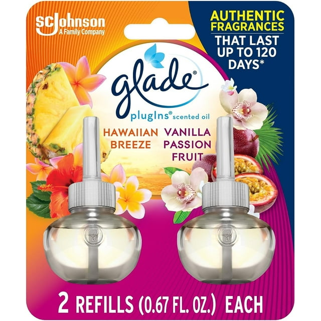 Glade PlugIns Tropical Scented Oil 2 Refills, Air Freshener, Hawaiian ...