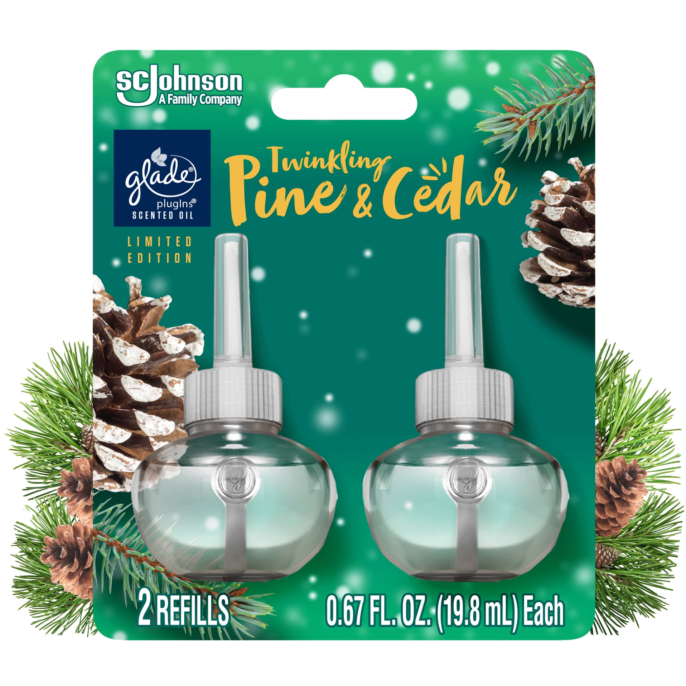 Glade PlugIns Scented Oil, Air Freshener, Twinkling Pine & Cedar, 0.67 ...