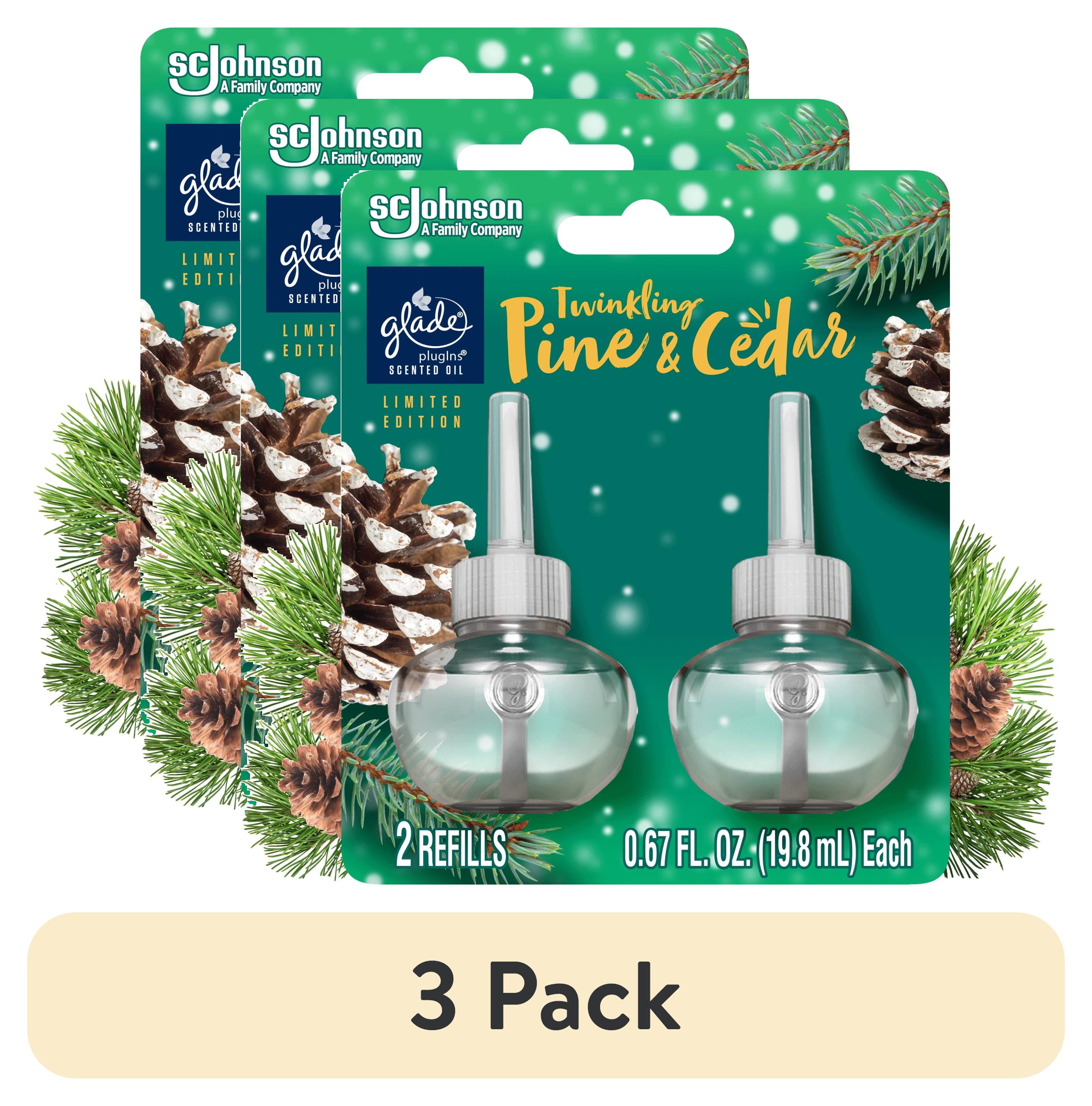 (3 pack) Glade PlugIns Scented Oil, Air Freshener, Twinkling Pine & Cedar, 0.67 oz, 2 Count ...