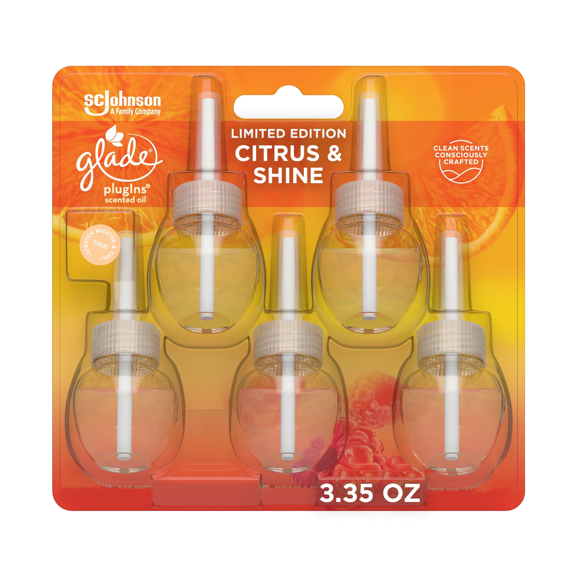 Glade PlugIns Scented Oil, Citrus & Shine, Scented Oil Diffuser, 5 ...