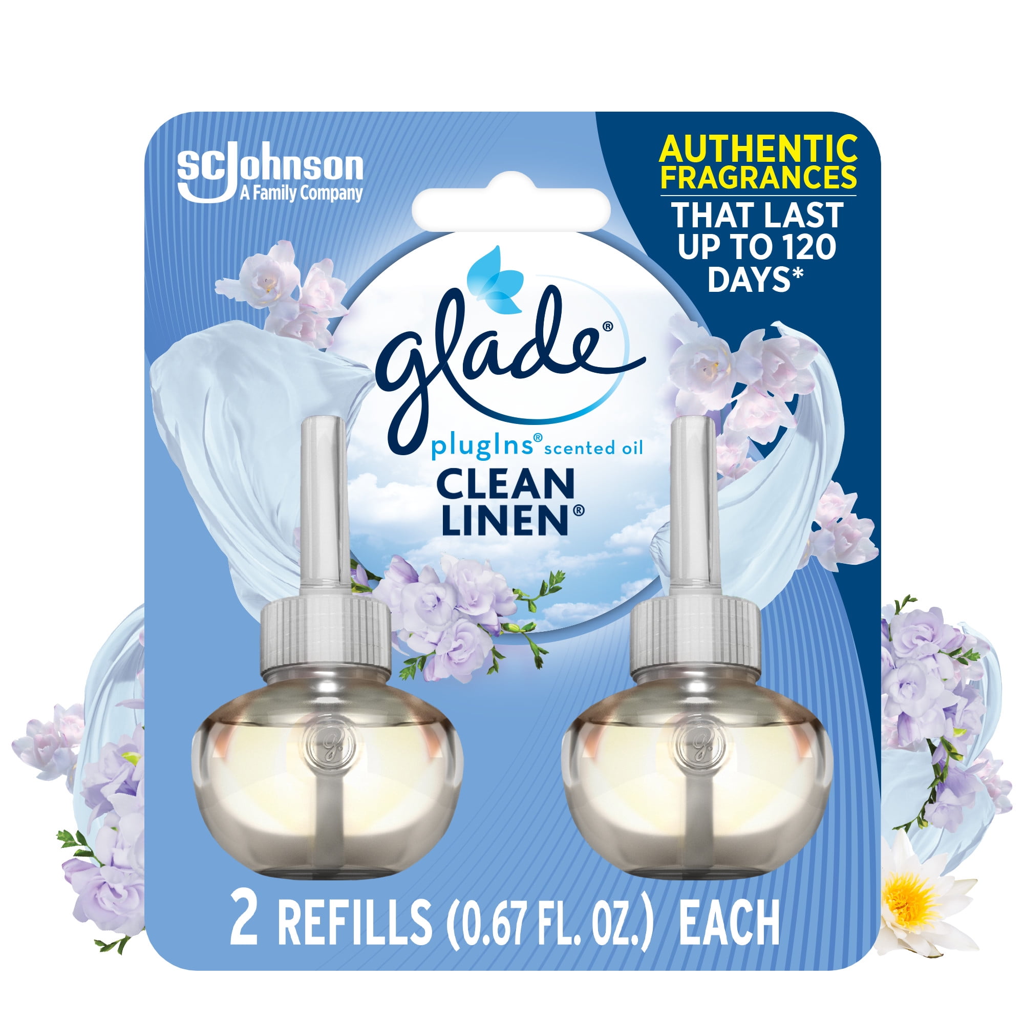Glade PlugIns Scented Oil, Clean Linen, Infused with Essential Oils, 0. ...