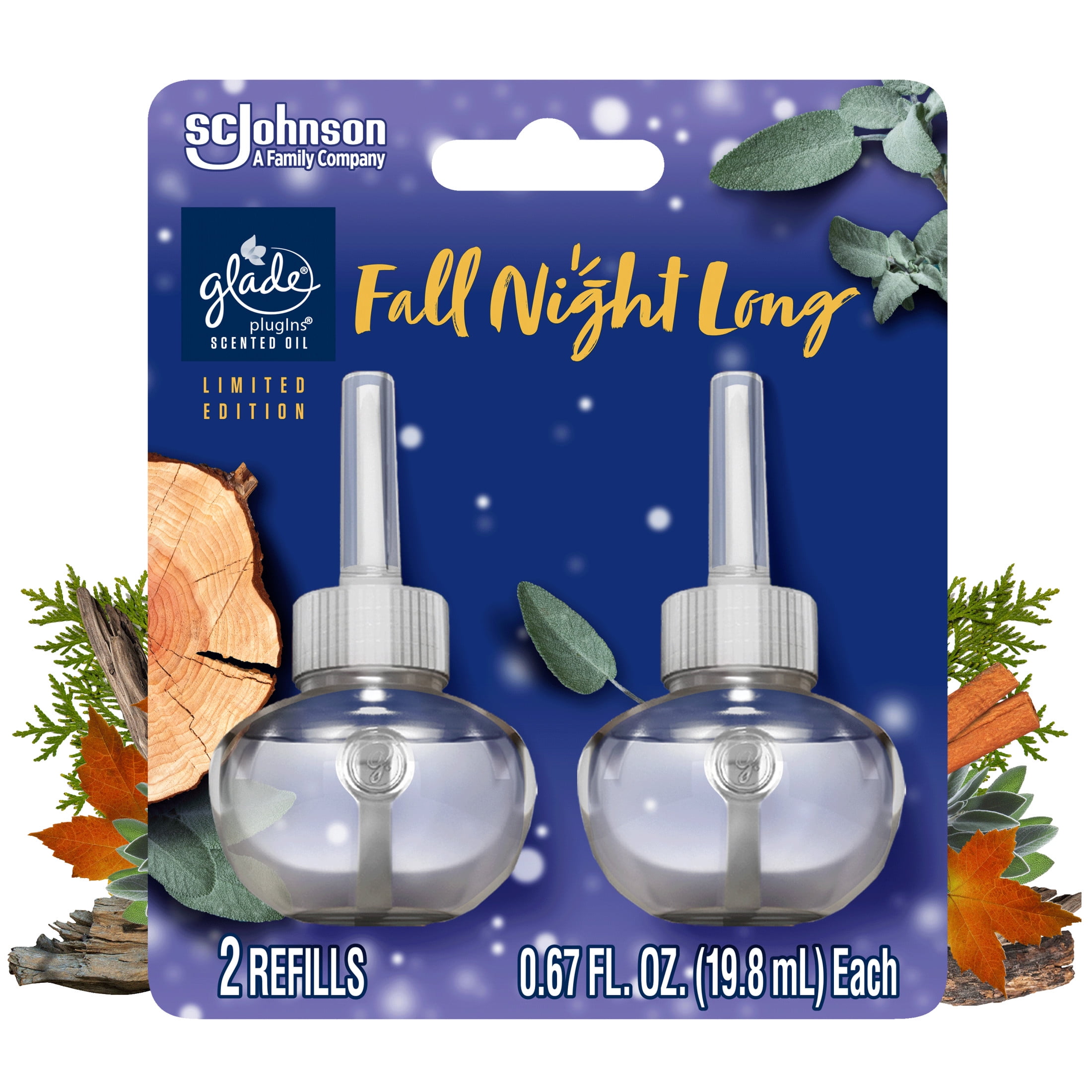 Glade PlugIns Scented Oil Infused with Essential Oils, Fall Night Long ...