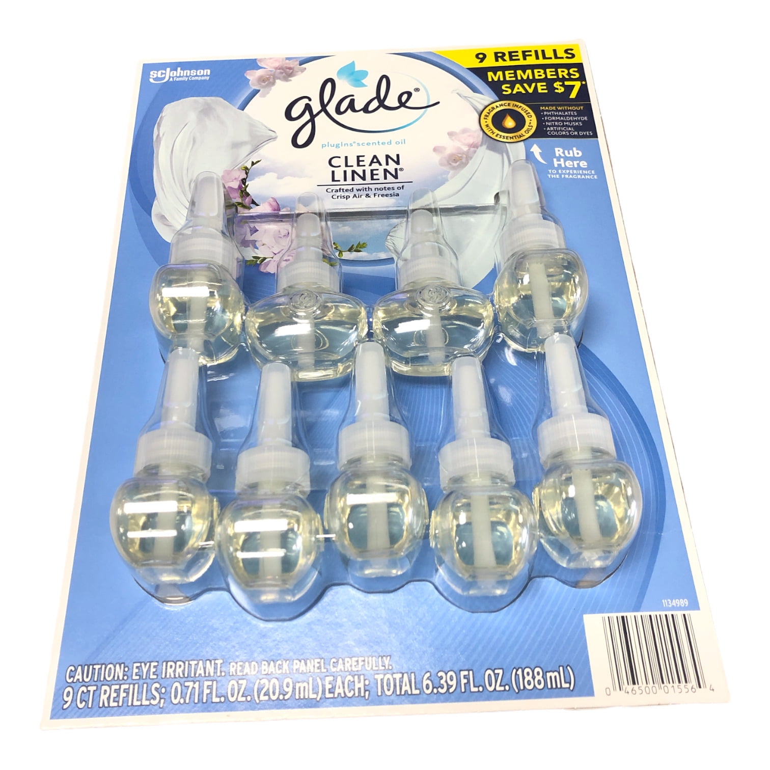 Glade PlugIns Scented Oil Refill, Clean Linen (6.39 fl. oz., 9 ct ...