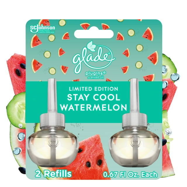 Glade PlugIns Scented Oil Refill, Stay Cool Watermelon Scent, Infused ...